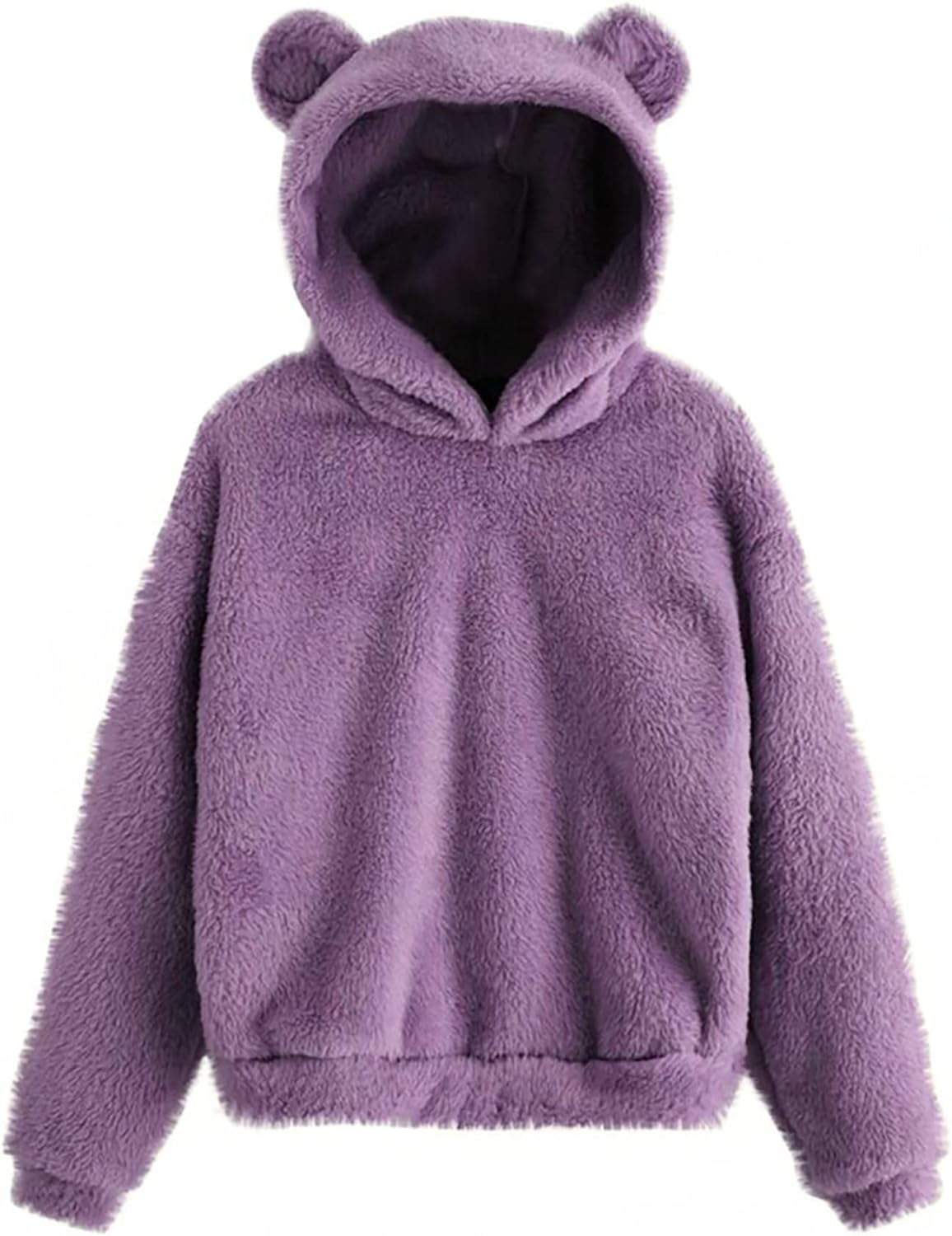 OwnShow Women's Cute Teddy Bear Ears Fleece Hoodie Sweatshirt Long ...