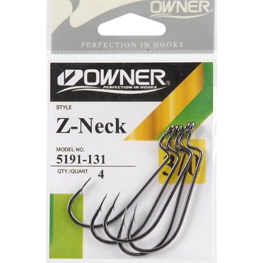 Owner 5101-141 Offset Shank Worm Hook 5 per Pack Size 4/0 Fishing Hook ...
