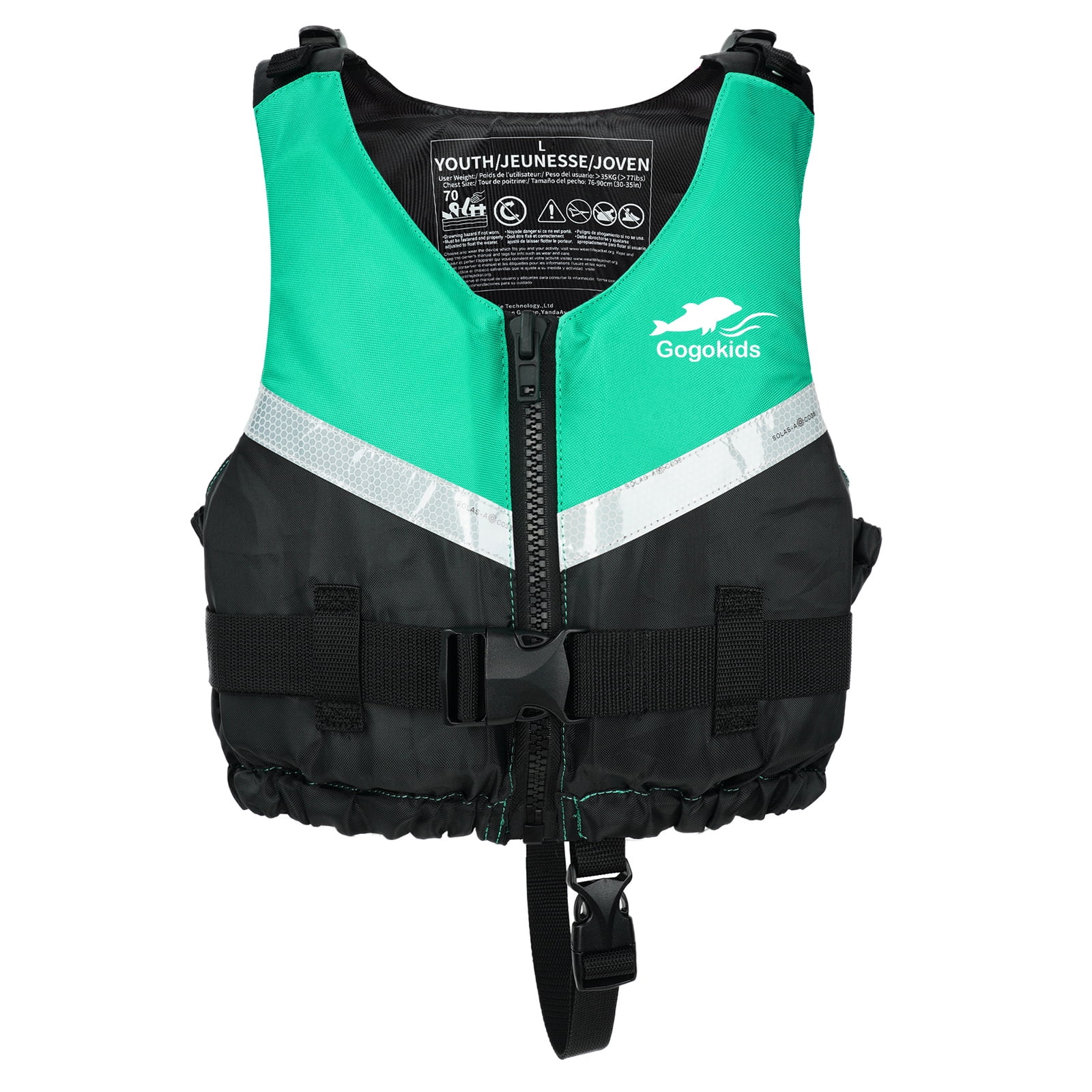 Owntop Children's Life Jacket, Neoprene Swim Vest, Black/Green, M, 50 ...