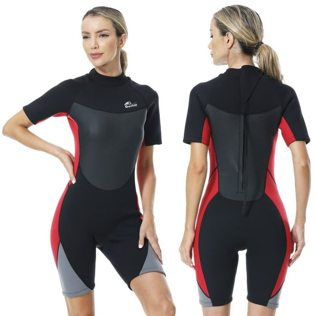 Owntop Womens Shorty Wetsuit 3mm Full Body Stretch Neoprene Diving Suit ...