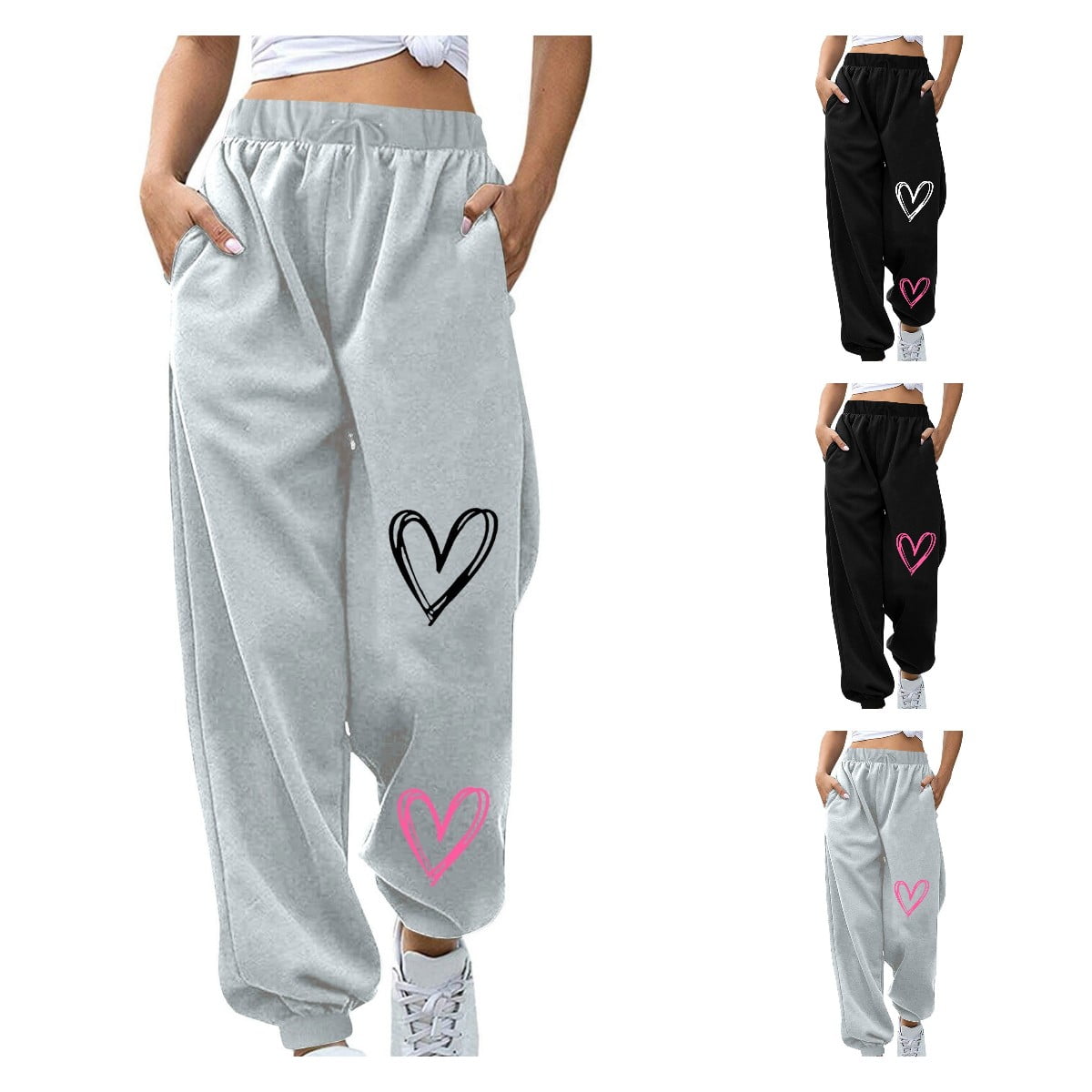 Owordtank Black Sweatpants Women Baggy,Women's Graphic Sweatpants Love ...