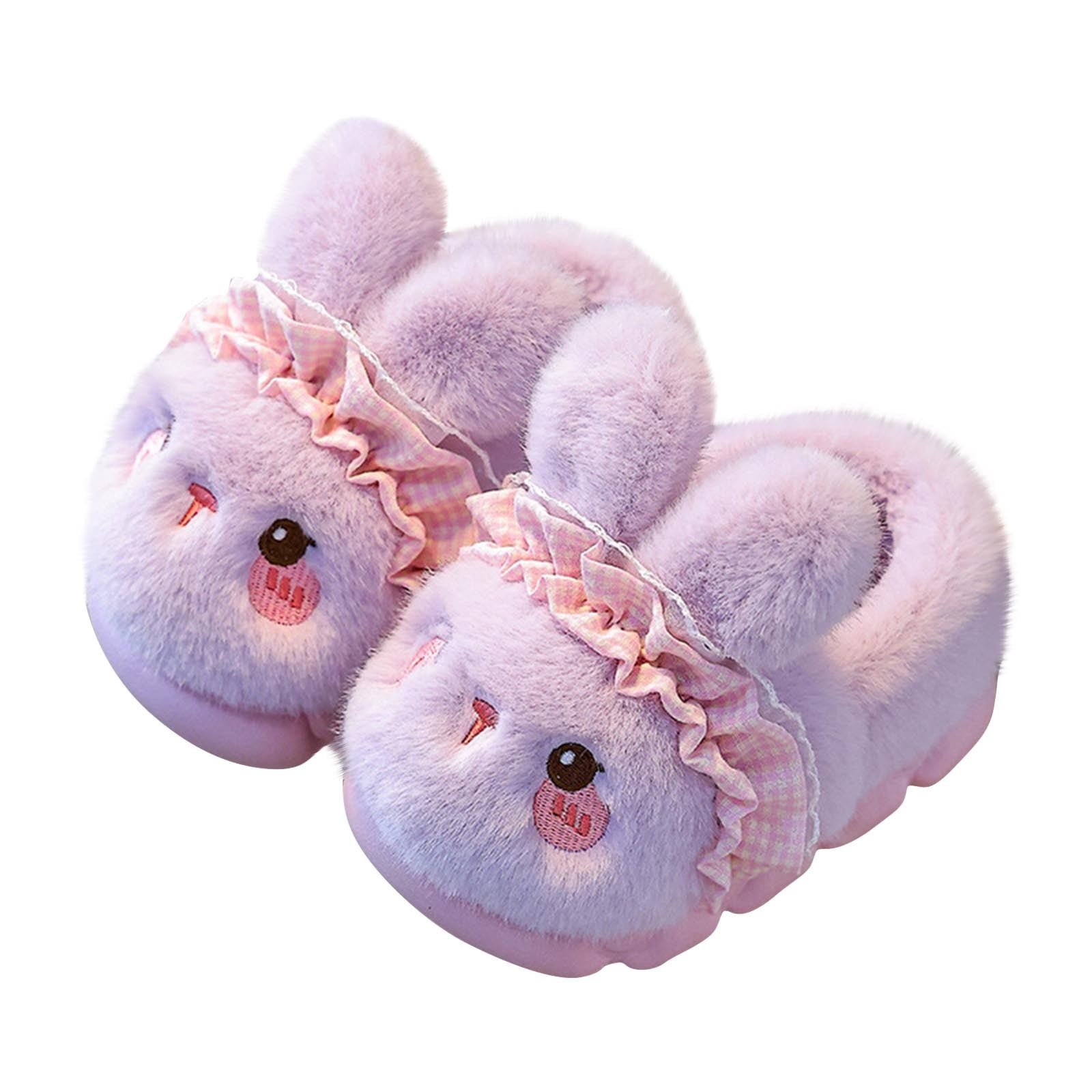 Owordtank Cute Bunny Slippers for Kids Animal Plush Fluffy Fuzzy Kawaii ...