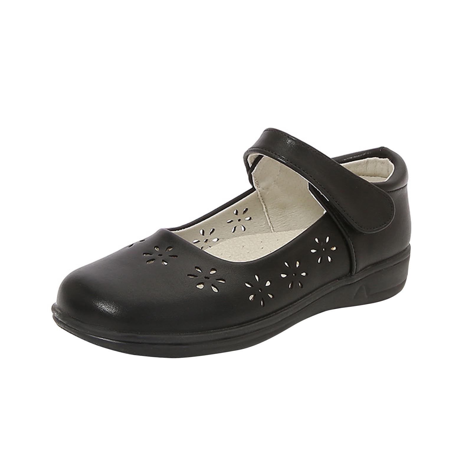 Owordtank Girls Black School Uniform Dress Shoes Ankle Strap Synthetic ...
