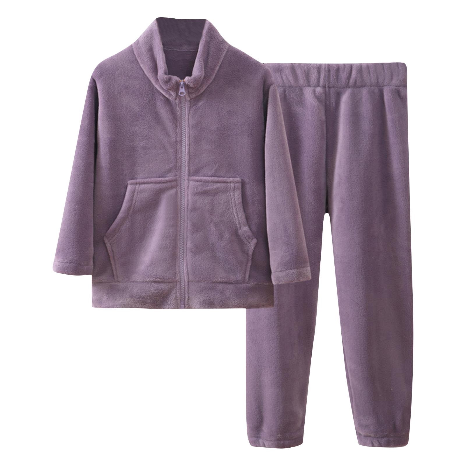 Owordtank Girls Suit Set - 2 Piece Cozy Sherpa Lined Zip Up Hoodie and ...