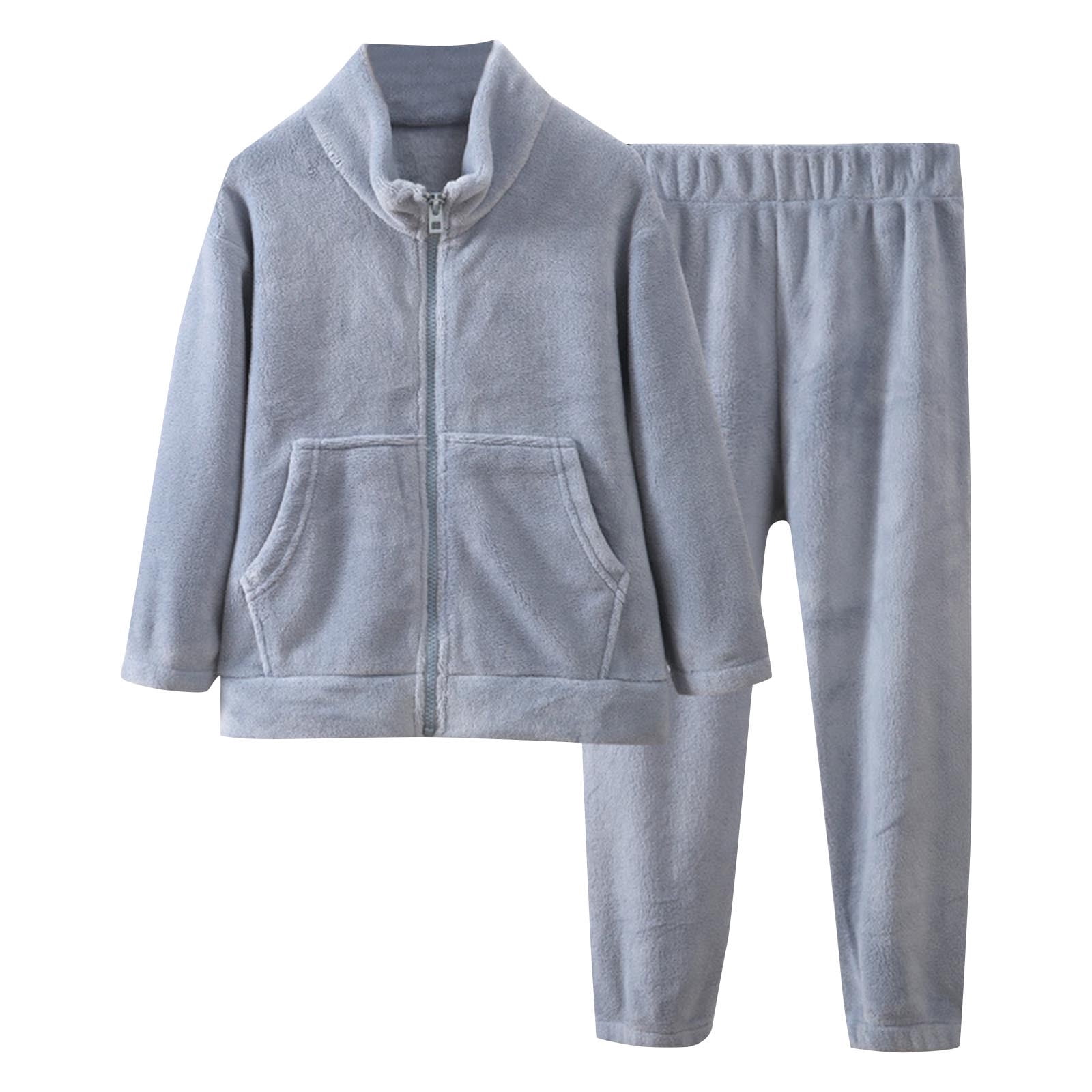Owordtank Girls Suit Set - 2 Piece Cozy Sherpa Lined Zip Up Hoodie and ...