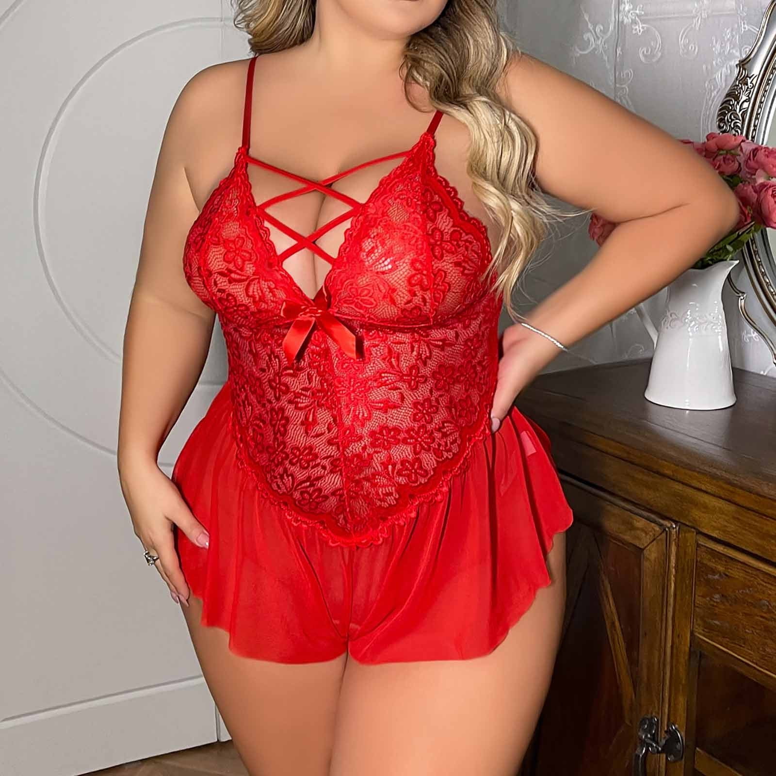 Owordtank Lingerie Set For Women V Neck Plus Size Sexy Straps Womens