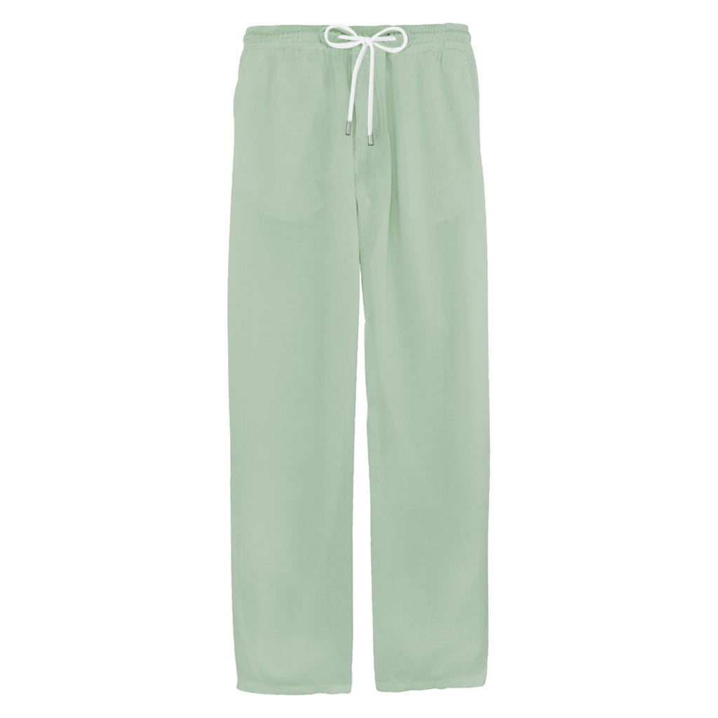 Owordtank Men's Lightweight Cotton Linen Pants Casual Summer Drawstring ...