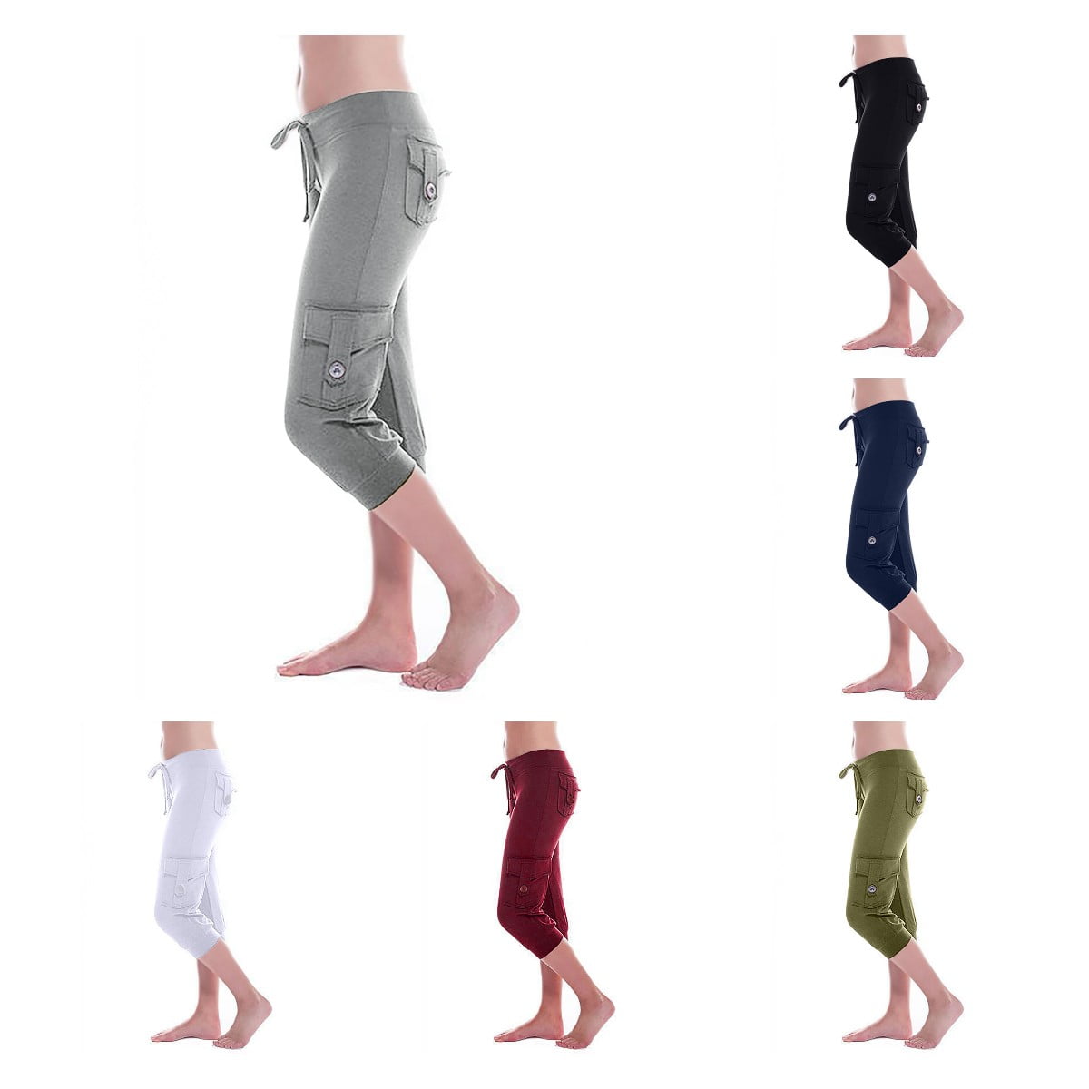 Owordtank Plus Size Cargo Lounge Capri Pants For Women Casual Wide Leg