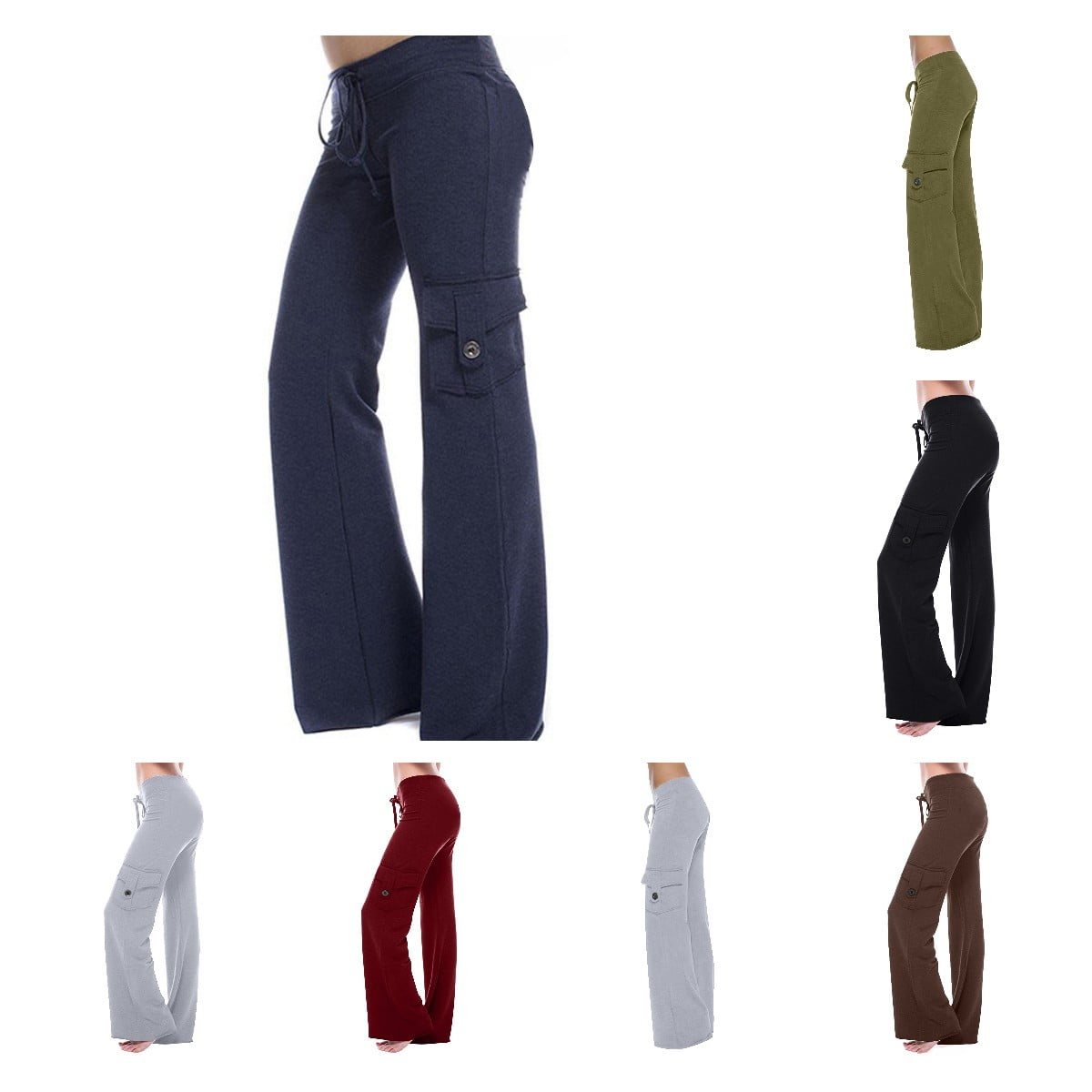 Owordtank Plus Size Cargo Lounge Pants For Women Casual Wide Leg Yoga