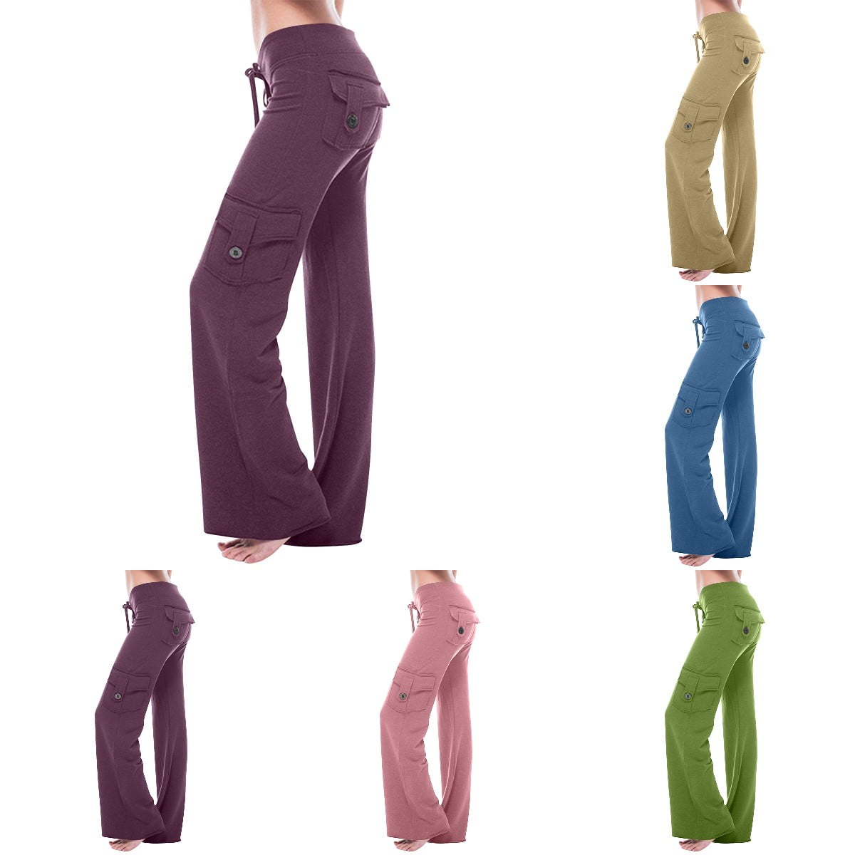 Owordtank Plus Size Cargo Lounge Pants For Women Casual Wide Leg Yoga