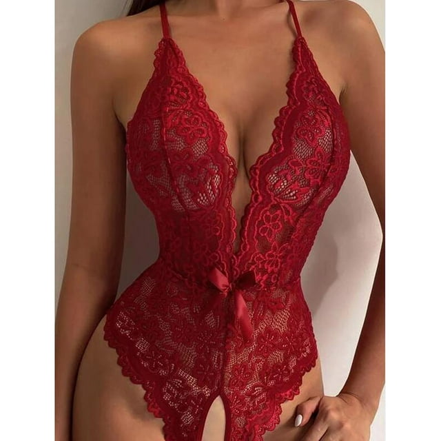 Owordtank Sexy Bodysuit For Women Sexy Open Crotch Sleepwear Underwear