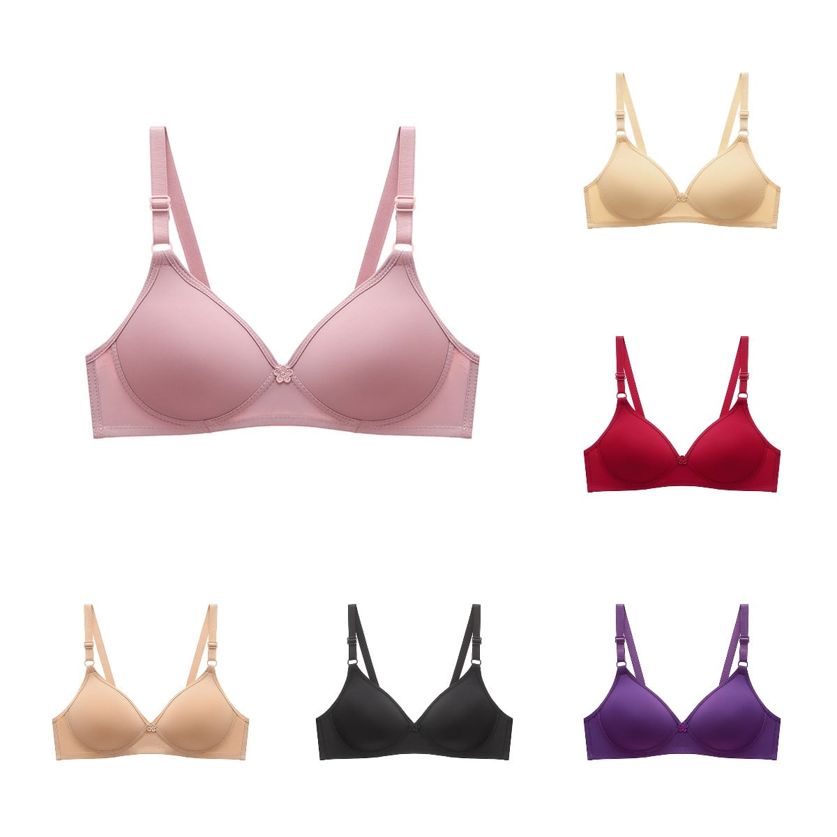 Owordtank Small Cup Bras for Women Wireless Push up T-Shirt Bra ...