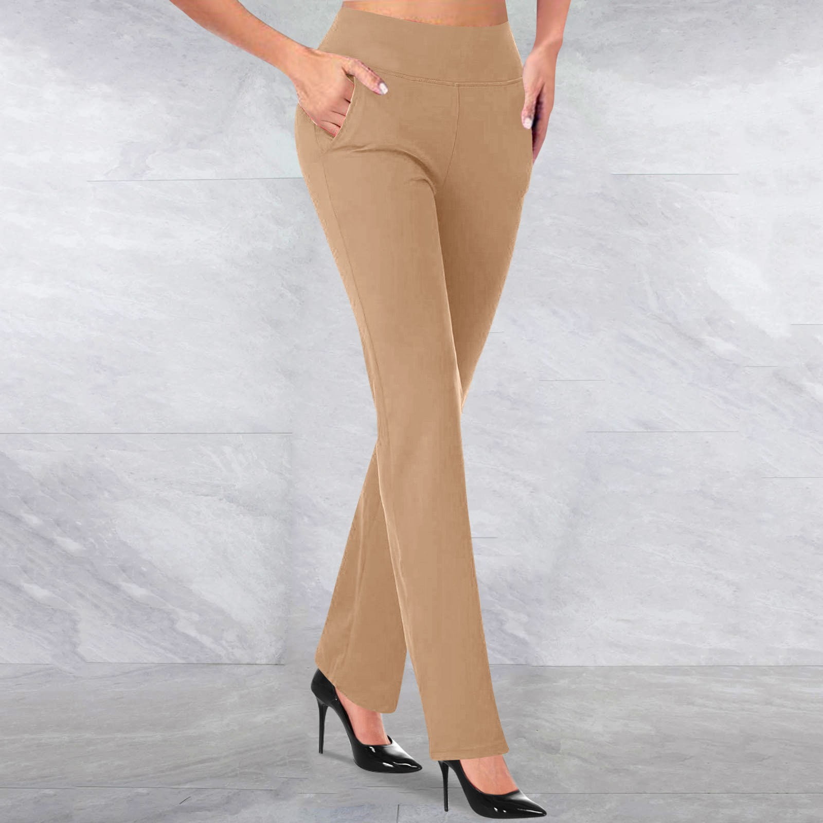 Owordtank Women's Dress Pants High Rise Flare Pants Stretchy Work Pants ...