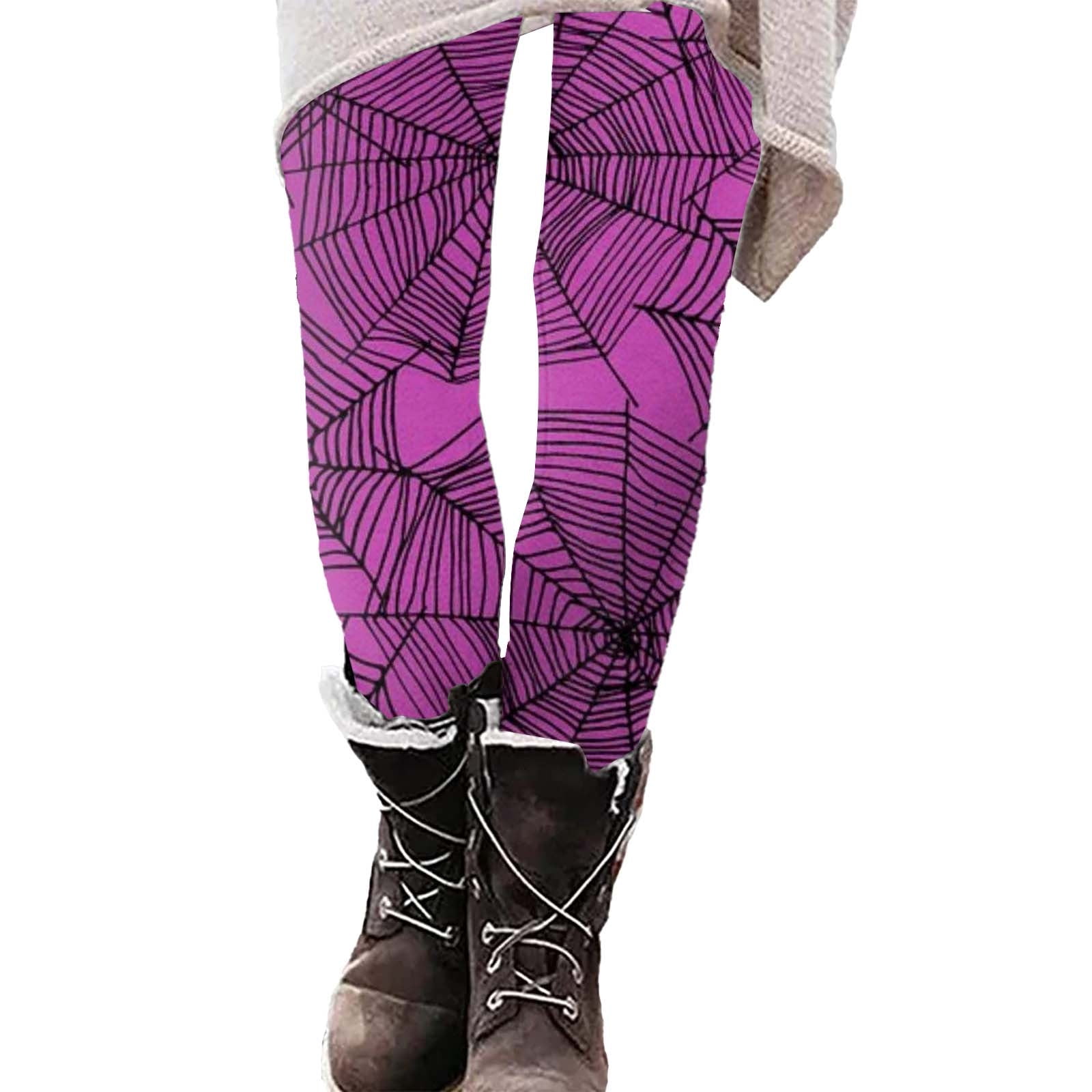 Owordtank Women's Halloween Leggings 3D Novelty Spider Web Print High ...