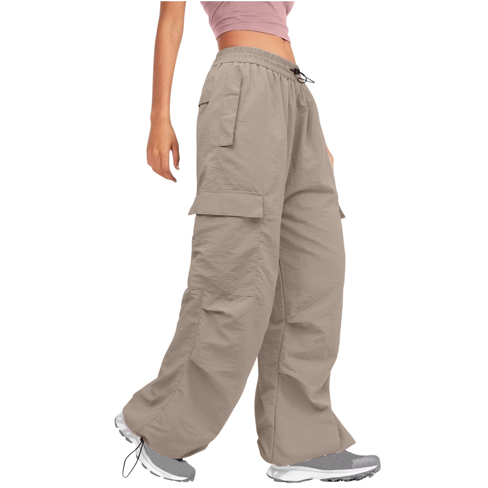 Owordtank Women's Wide Leg Cargo Pants Streetwear Low Waisted Baggy ...