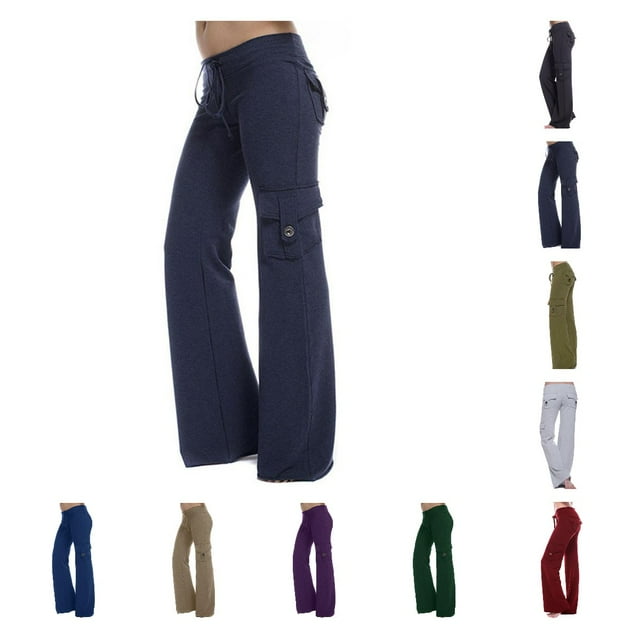 Owordtank Womens Casual Cargo Pants with Pockets Plus Size Straight ...