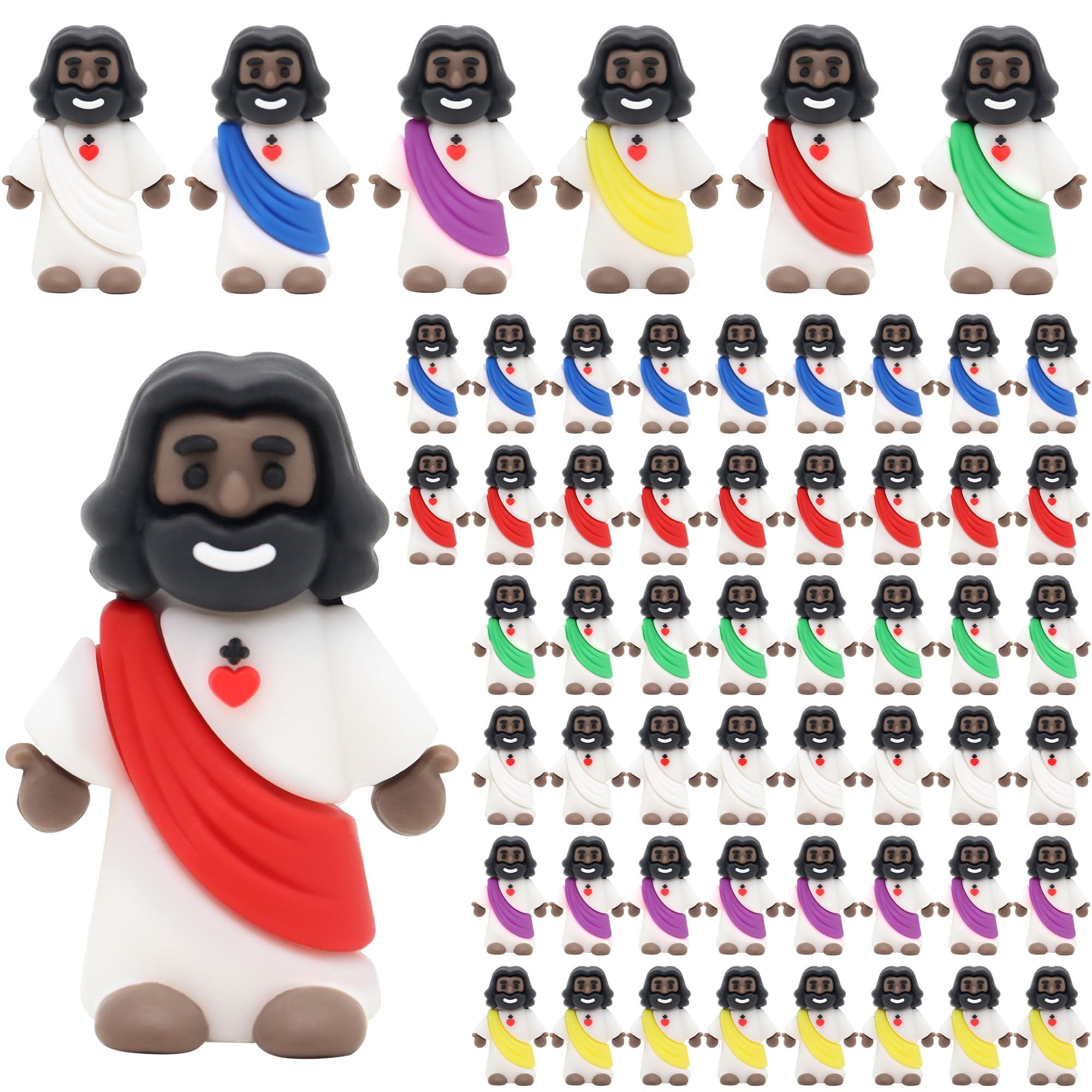Owurha 100 Pcs Black Jesus Figures Mini Jesus Figurines in Bluk Tiny ...