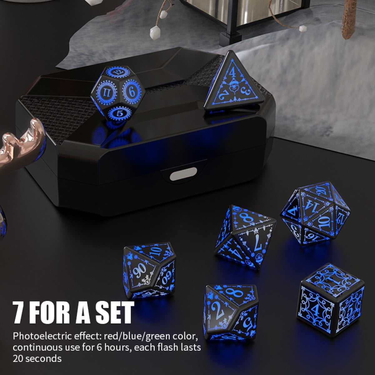 Owyfho For DND rechargeable dice with charging case, For Dungeons ...