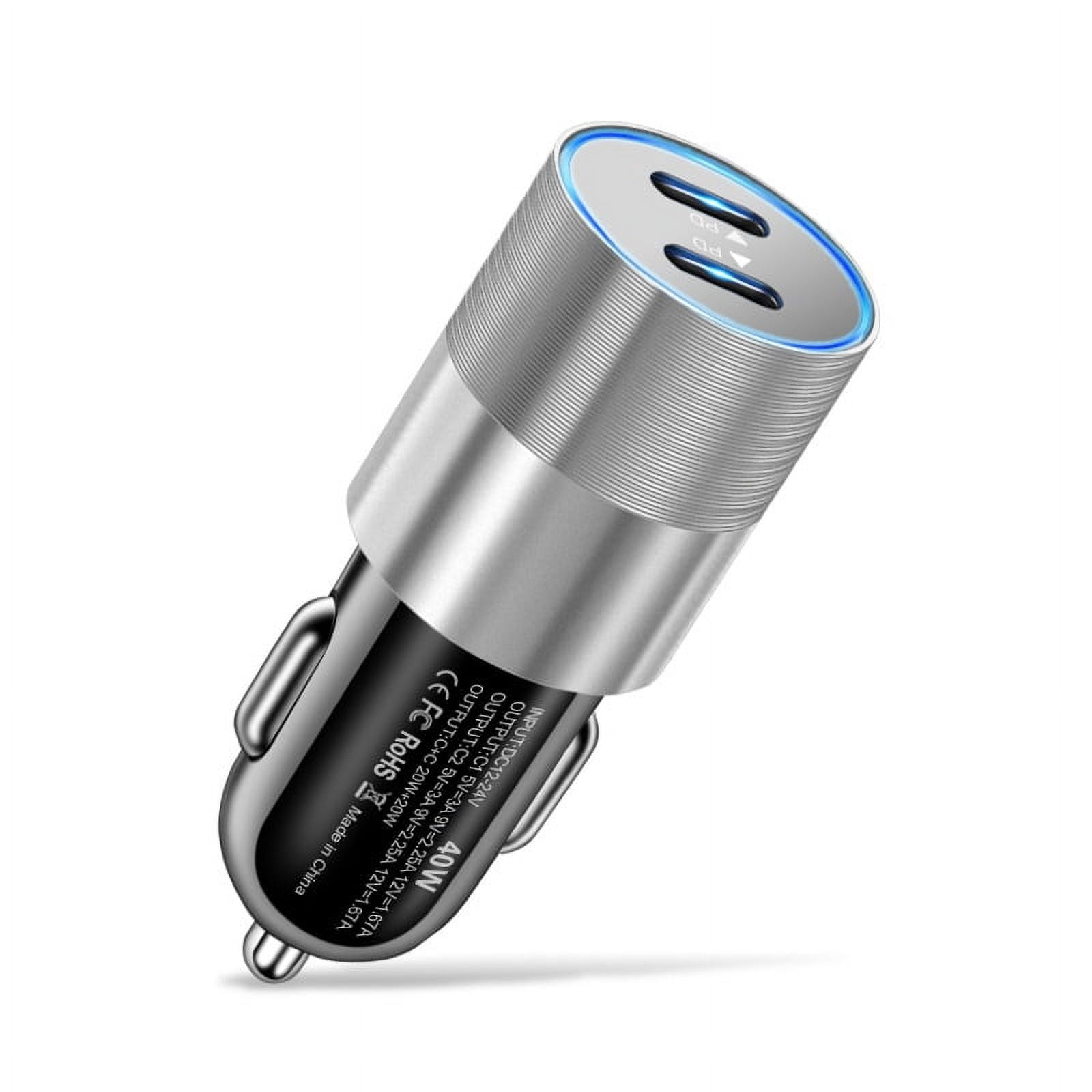Owyfho Dual PD 40W Fast Charging Car Charger, Dual Type C Port, Metal ...