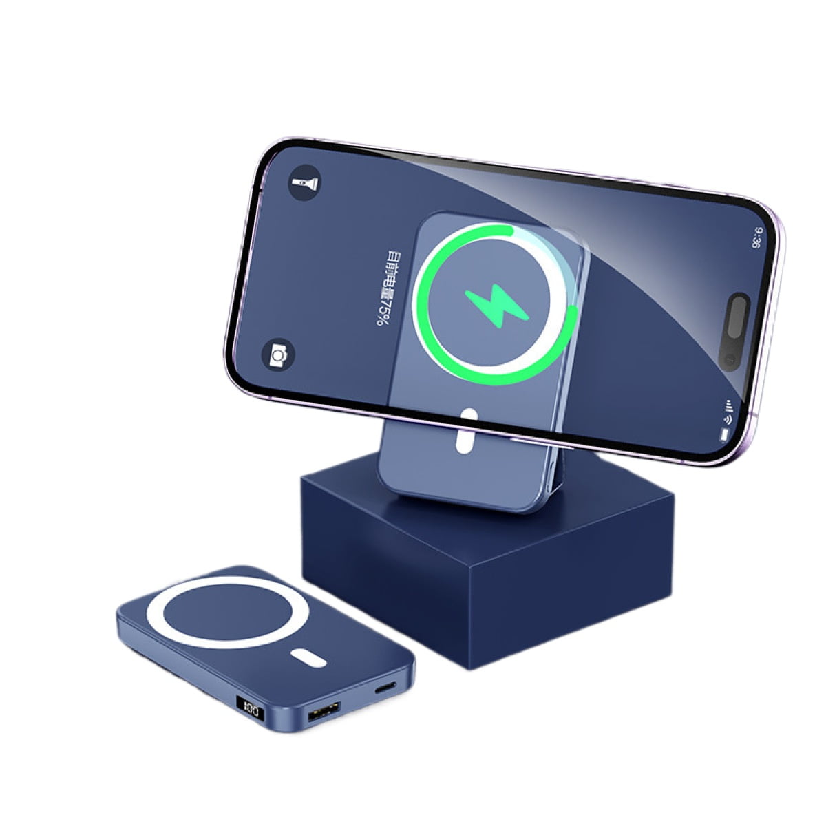 Owyfho Magnetic Wireless Portable Charger, Foldable 5000/10000mAh ...