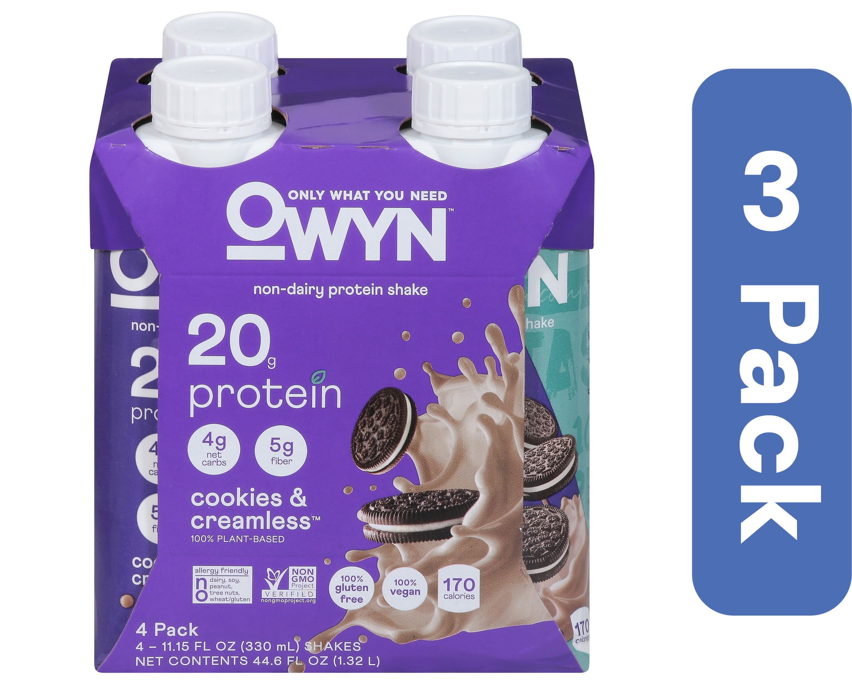 Owyn Protein Ready-to-Drink 4 Pack Cookies 44.6 fl oz (Pack of 3 ...