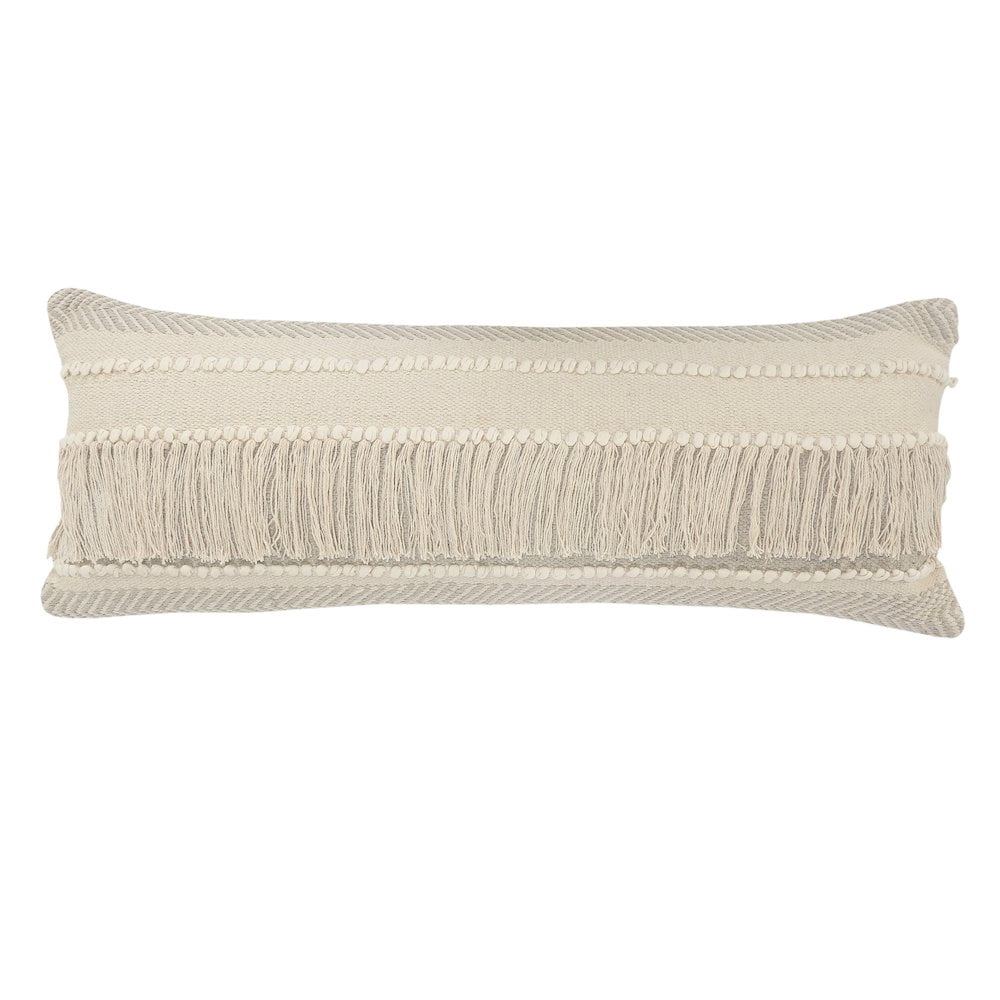 LR Home Ox Bay Hand-Woven Tan/Cream Stripe All-Natural Cotton Pillow ...