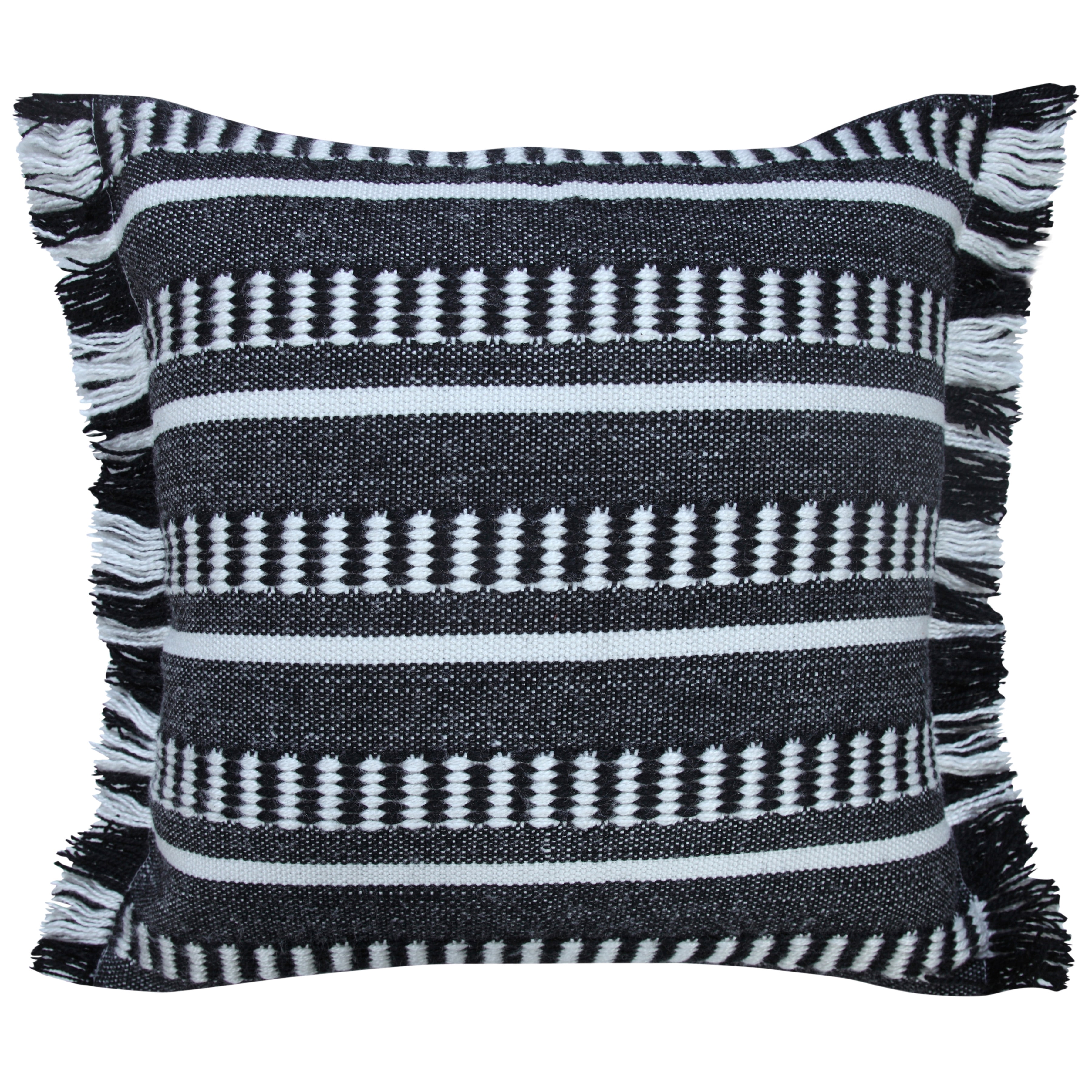 Ox Bay Bailey 20" x 20" Black/White Striped Outdoor Adult Decorative ...