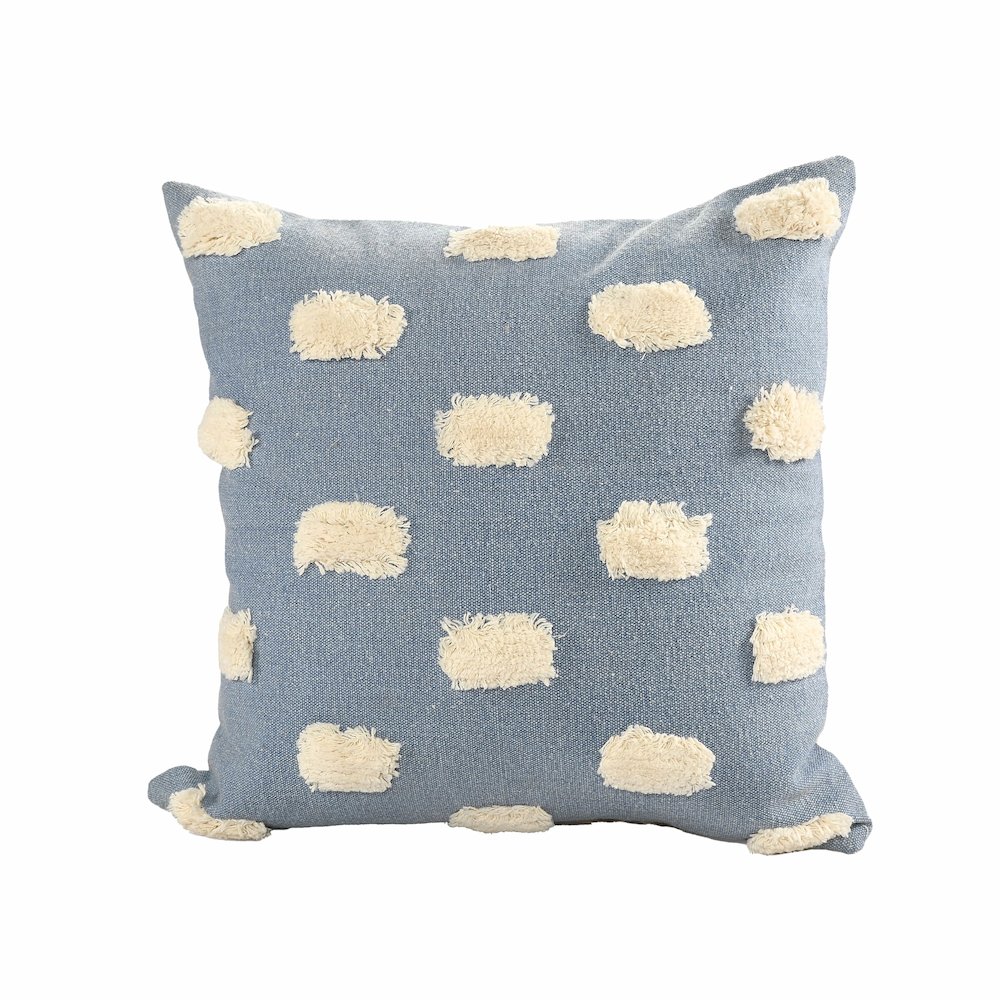 LR Home Zeal Cotton Poly Filled Pillow in Blue/Cream, 20" x 20 ...