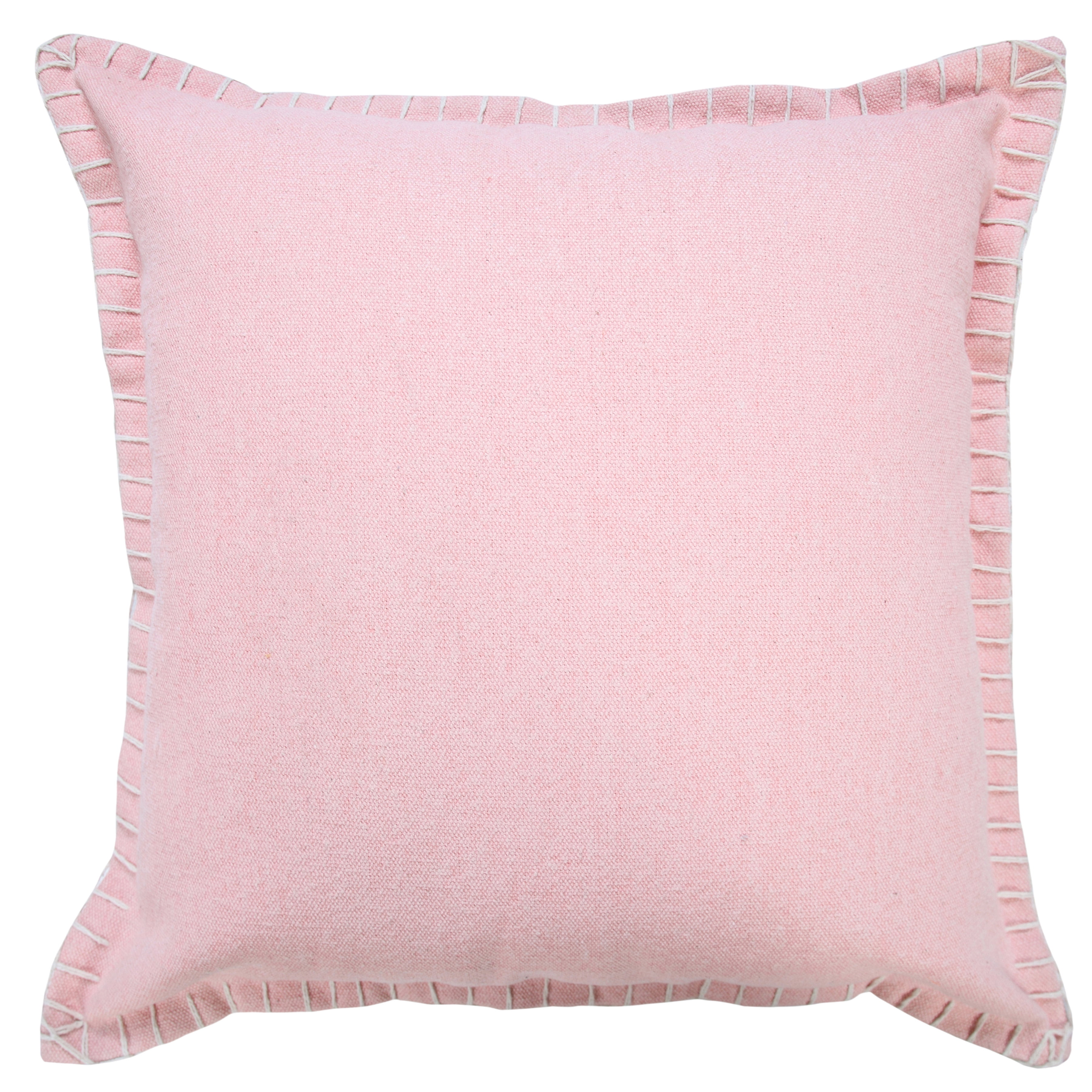 Ox Bay Wilma 20" x 20" Pink Stitch Bordered Cotton Adult Decorative ...