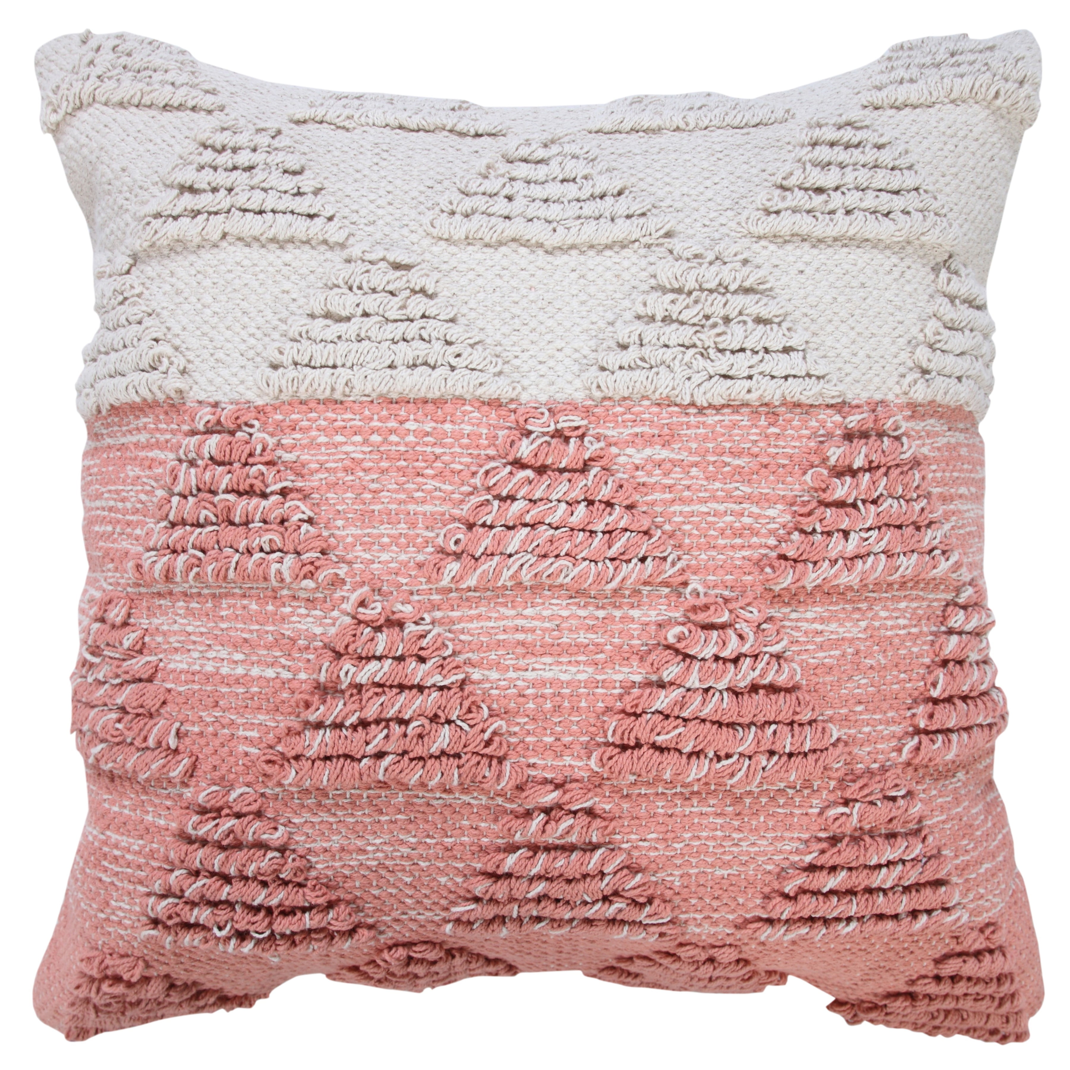 Ox Bay Miles 20" x 20" Pink/Ivory Geometric Color Block Cotton Adult Decorative Throw Pillow ...
