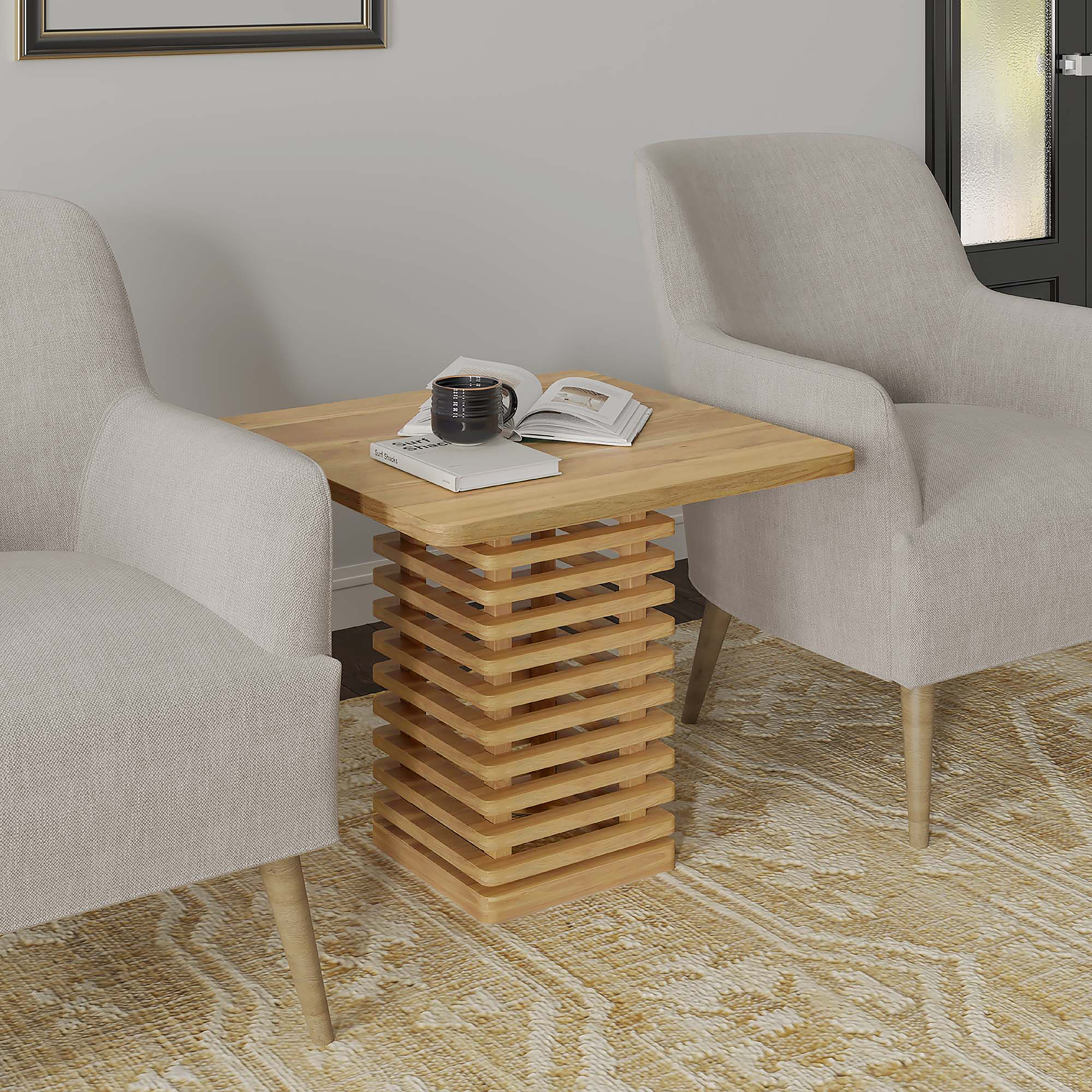 Ox Bay Alex Wooden Side Table – Transitional Accent End Table for ...