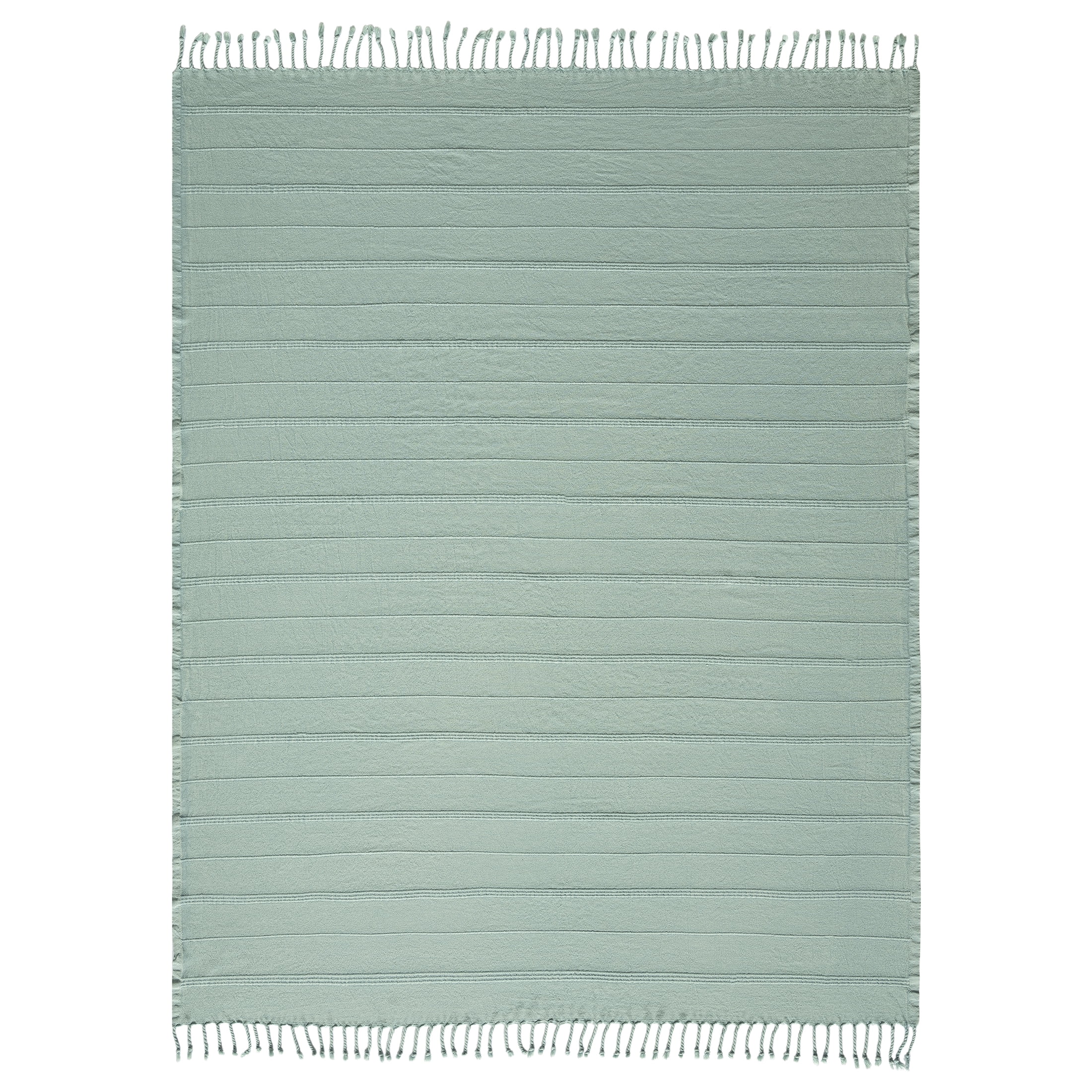 Ox Bay Sarra Aqua Green Striped Fringed Ultra-Soft Turkish Cotton ...