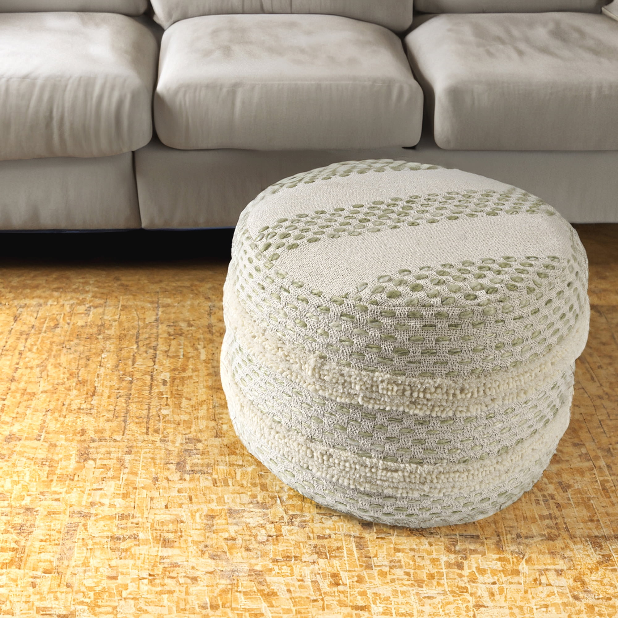 Ox Bay Amadeus Striped Farmhouse Cotton Ultra-Soft Indoor Ottoman Pouf ...