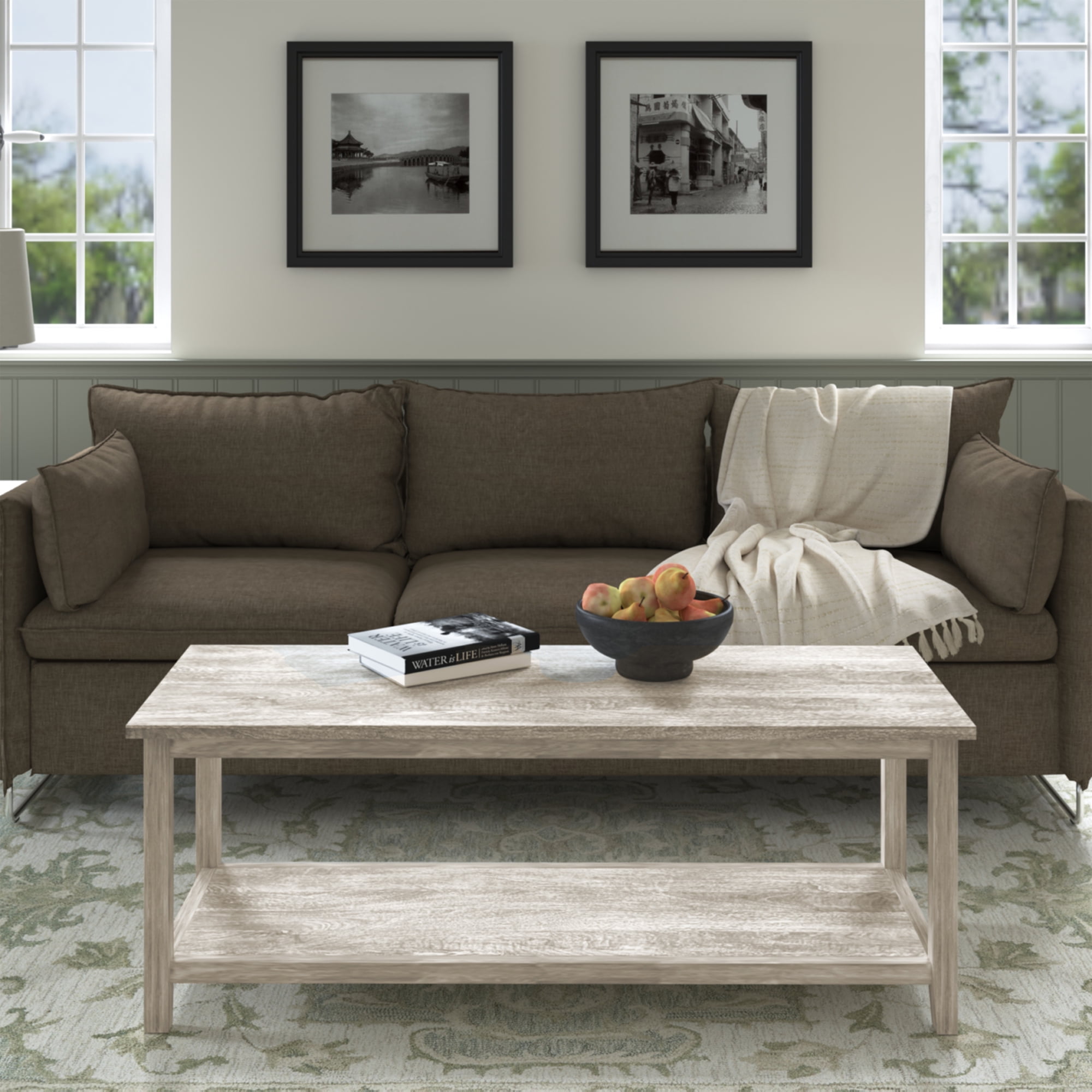 Ox Bay Amer Wood Rectangular Storage Coffee Table, Transitional Style ...