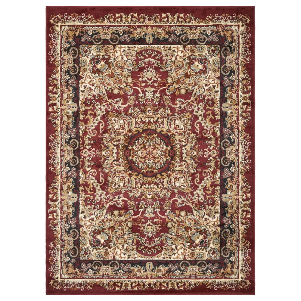 Ox Bay Aura 7'9" x 9'5" Red/Beige Medallion Performance Adult Indoor ...