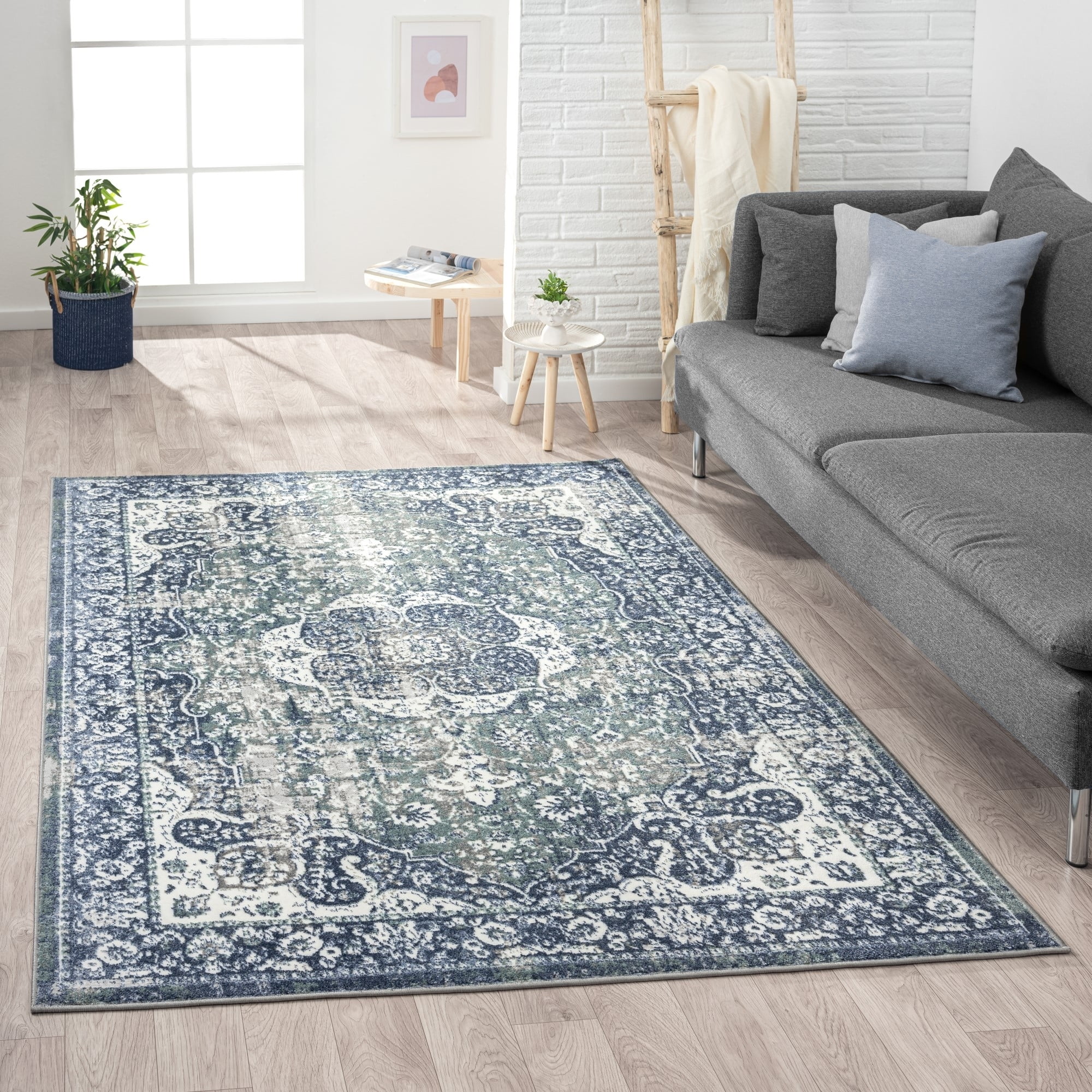 Ox Bay Bethany 2'2" x 3' Blue Medallion Durable Indoor Area Rug ...