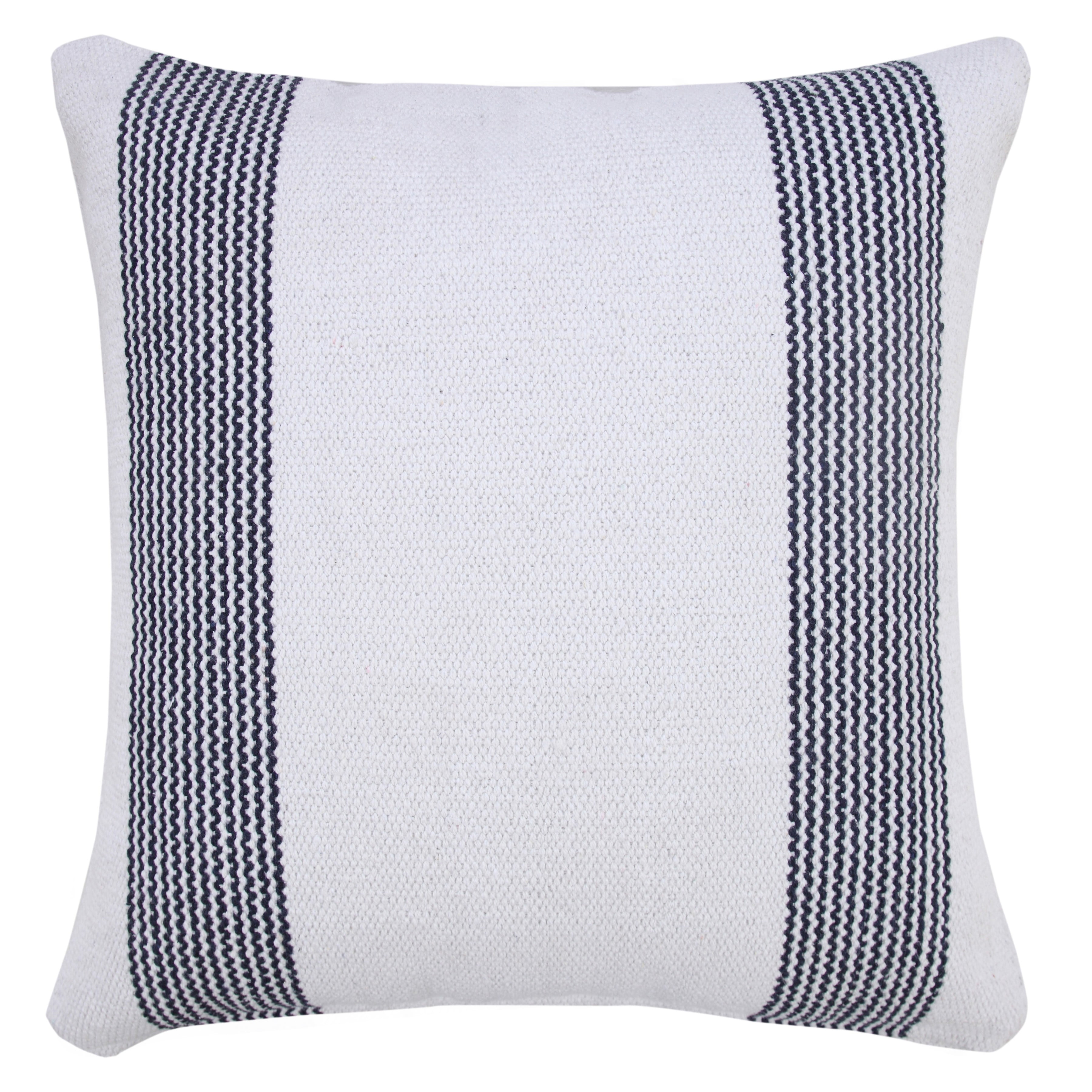 Ox Bay Cassidy Deep Blue/White Striped Cotton Adult Decorative Throw ...