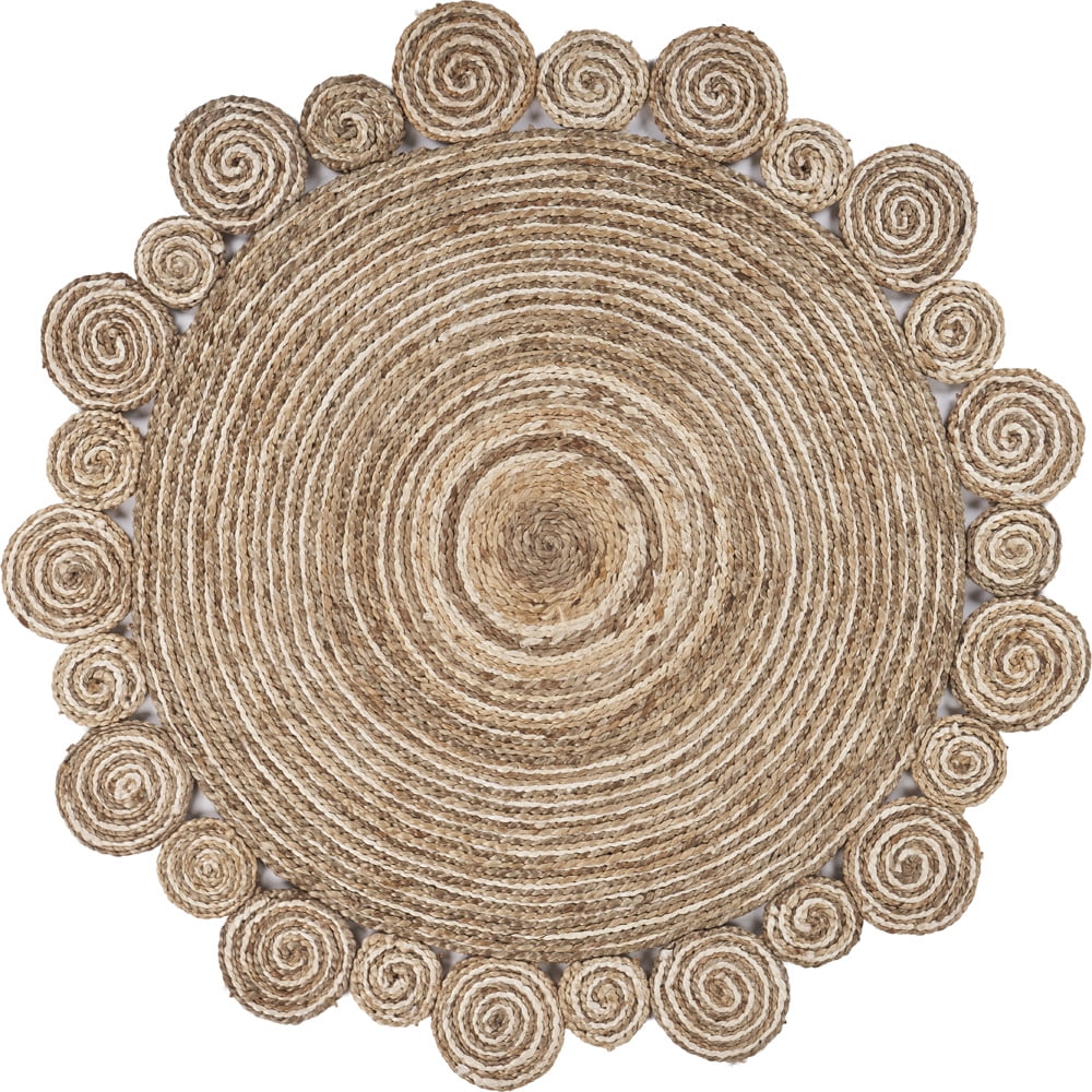 Ox Bay Living Room Carpet: Bleach Natural Medallion Spiral Jute Area ...