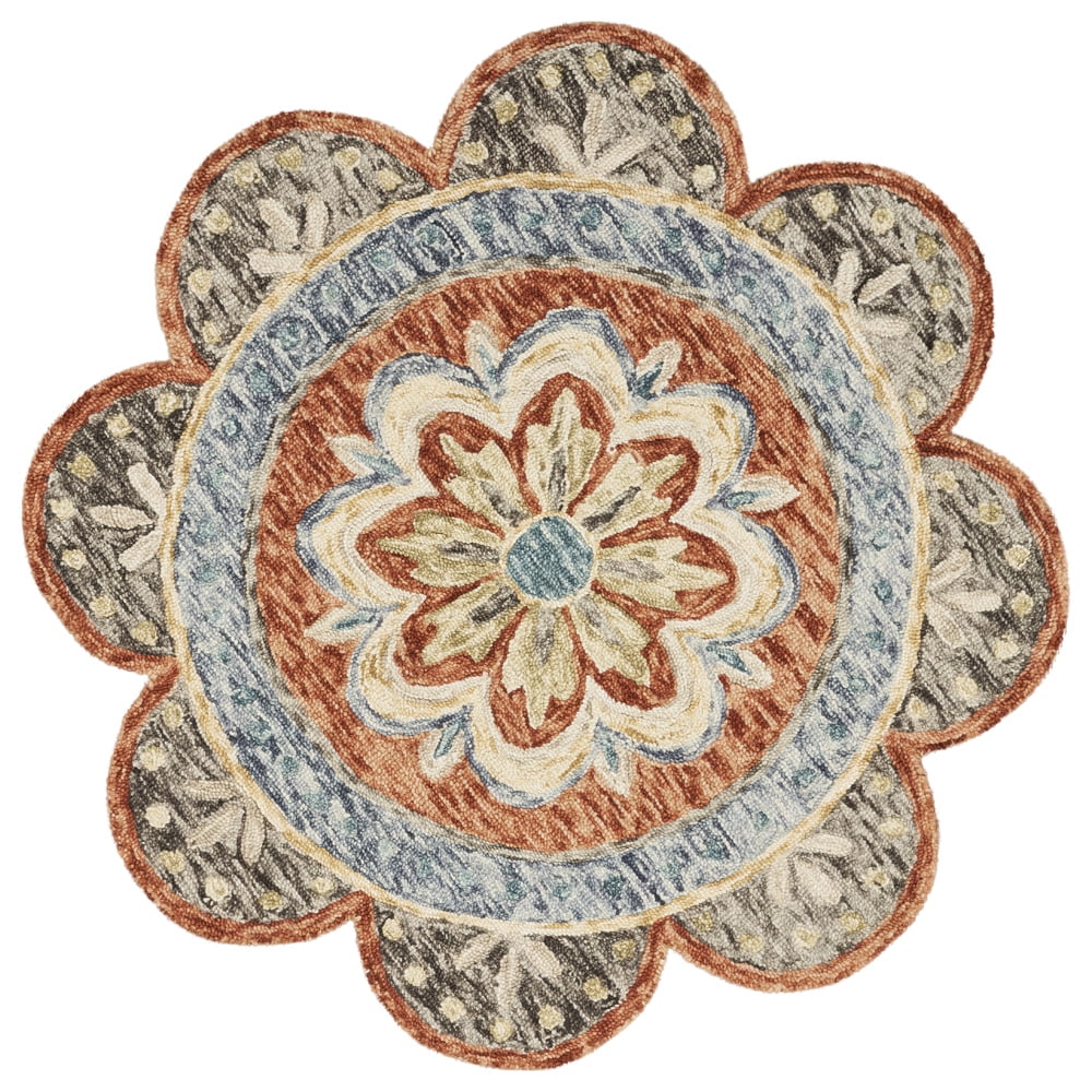 Free Shipping! Ox Bay Ella 4' Round Rust Floral Symmetry Tufted ...