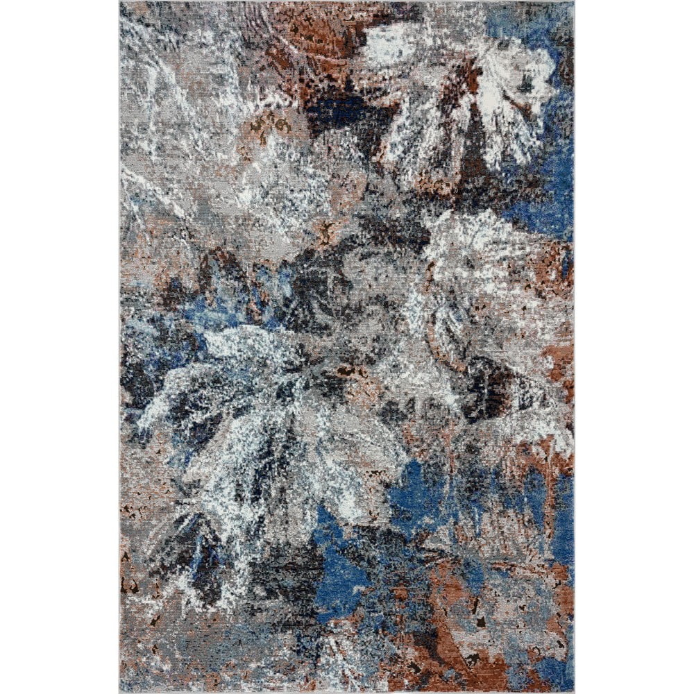 Ox Bay Serene 5' 3" x 7' 6" Blue and Gray Abstract Durable Performance ...