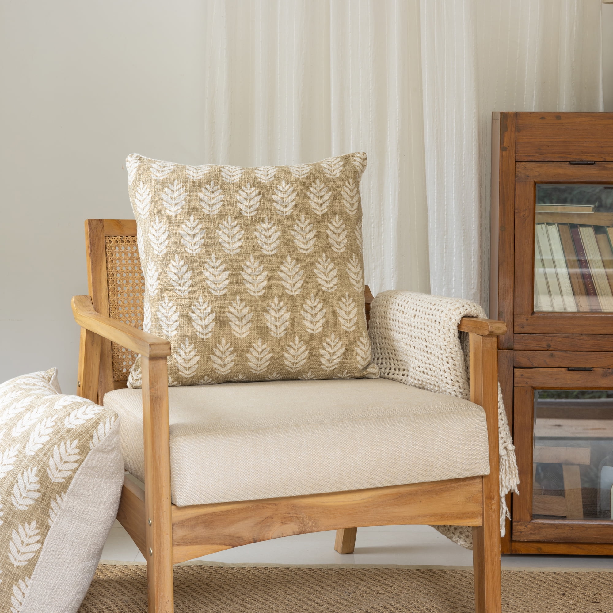 Ox Bay Olympia 20" x 20" Brown/Beige Floral Damask Adult Decorative ...