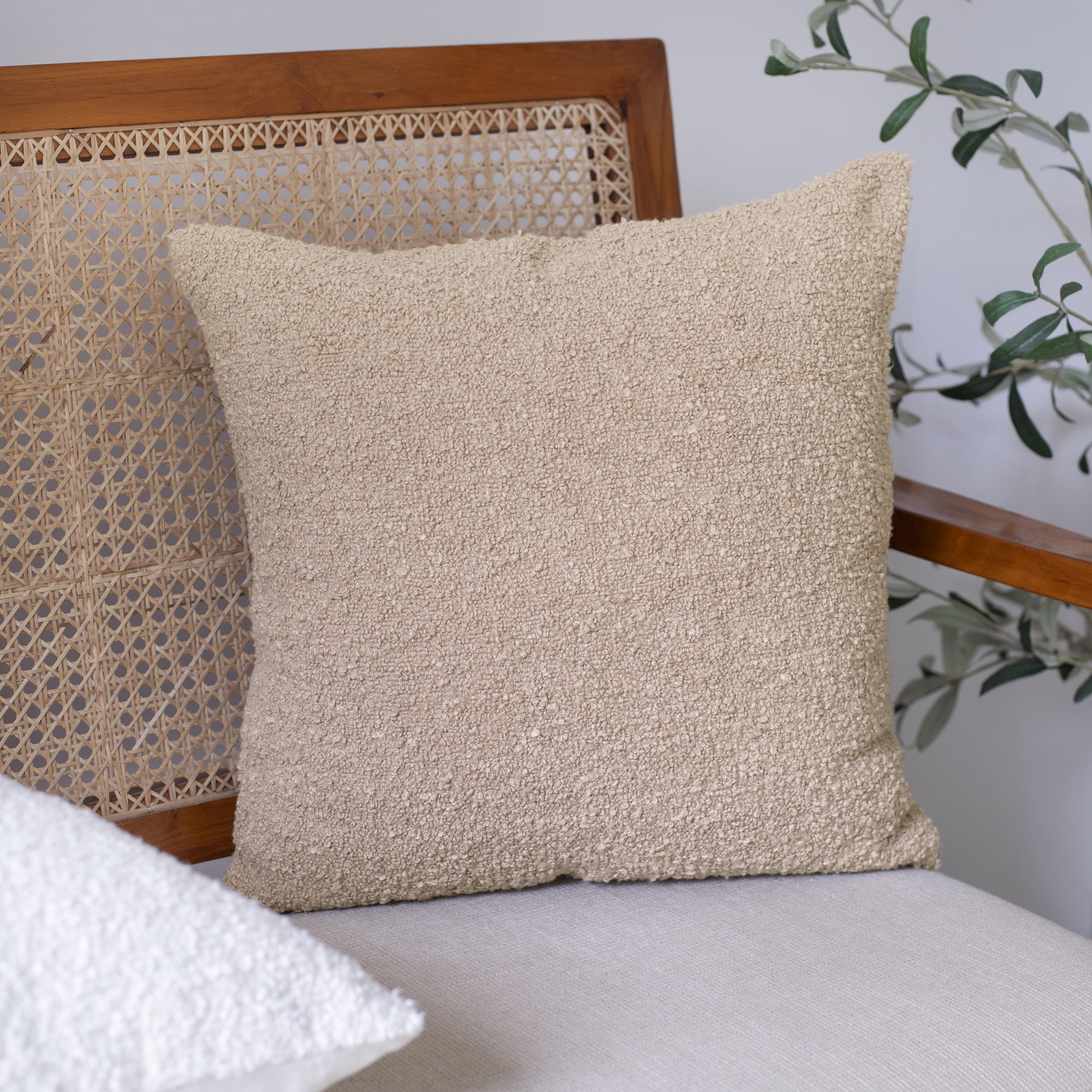 Ox Bay Parker 20" x 20" Taupe Boucle Down-Alternative Adult Decorative Throw Pillow - Walmart.com