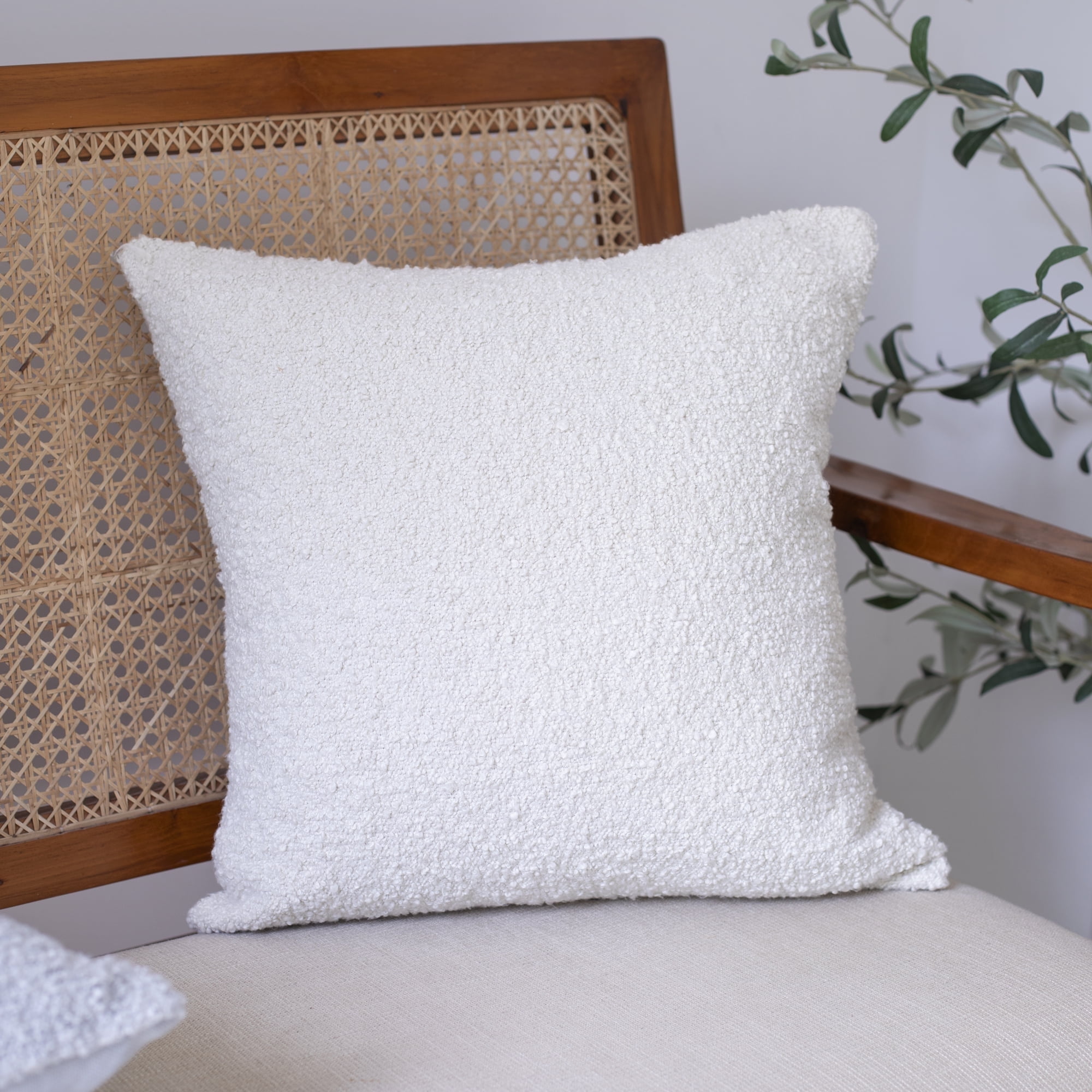 Ox Bay Parker 24" x 24" Ivory Boucle Adult Decorative Throw Pillow ...