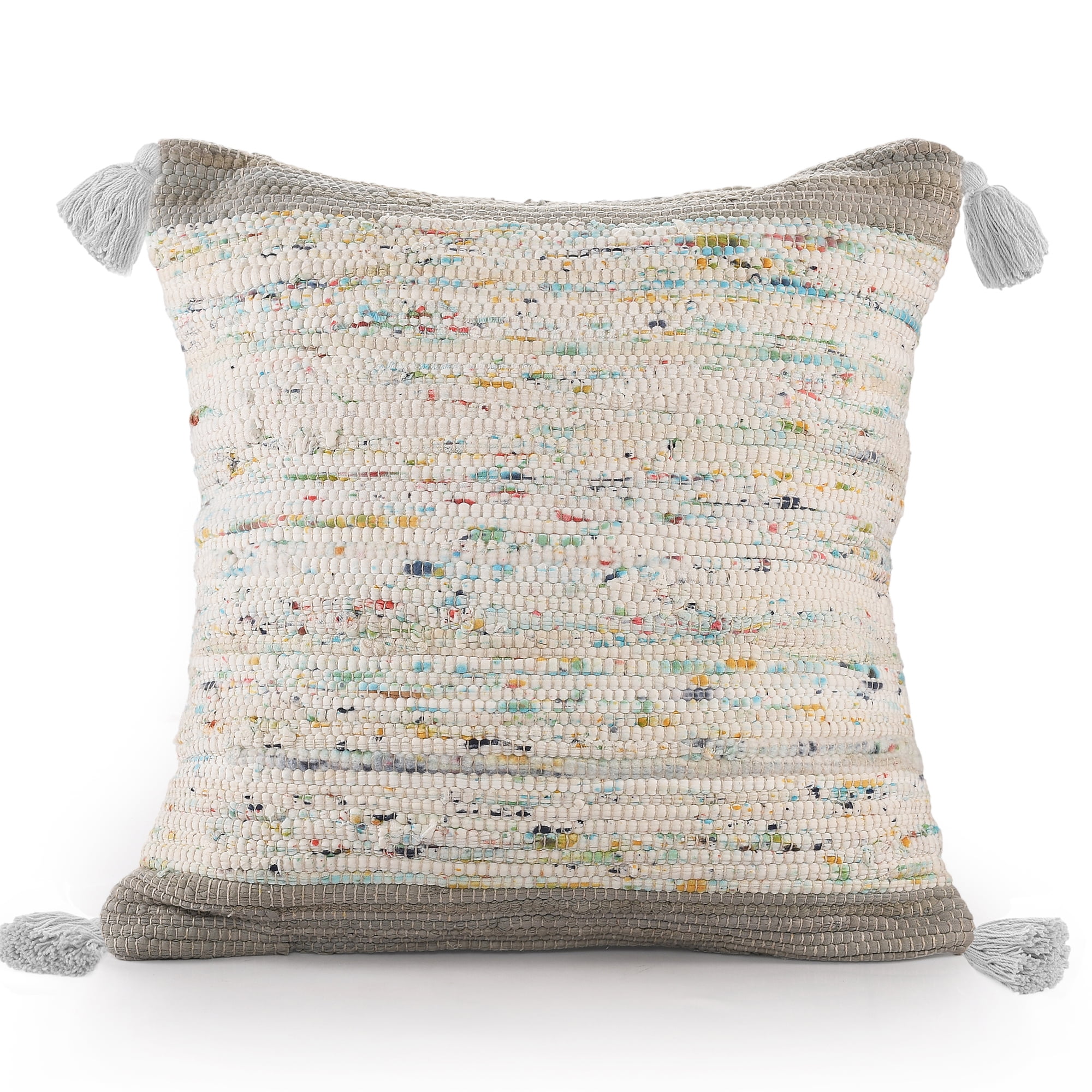 Ox Bay Luma 20" x 20" Gray/Multicolor Striped Cotton Adult Decorative ...