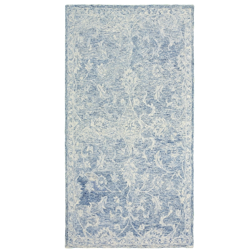 Ox Bay Victorian Blue 9 Ft. x 12 Ft. Damask Distressed Floral Area Rug ...