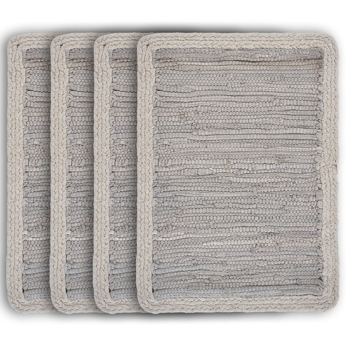 Ox Bay Zest Set of 4 Cotton Placemats Gray/Cream Bordered - Walmart.com
