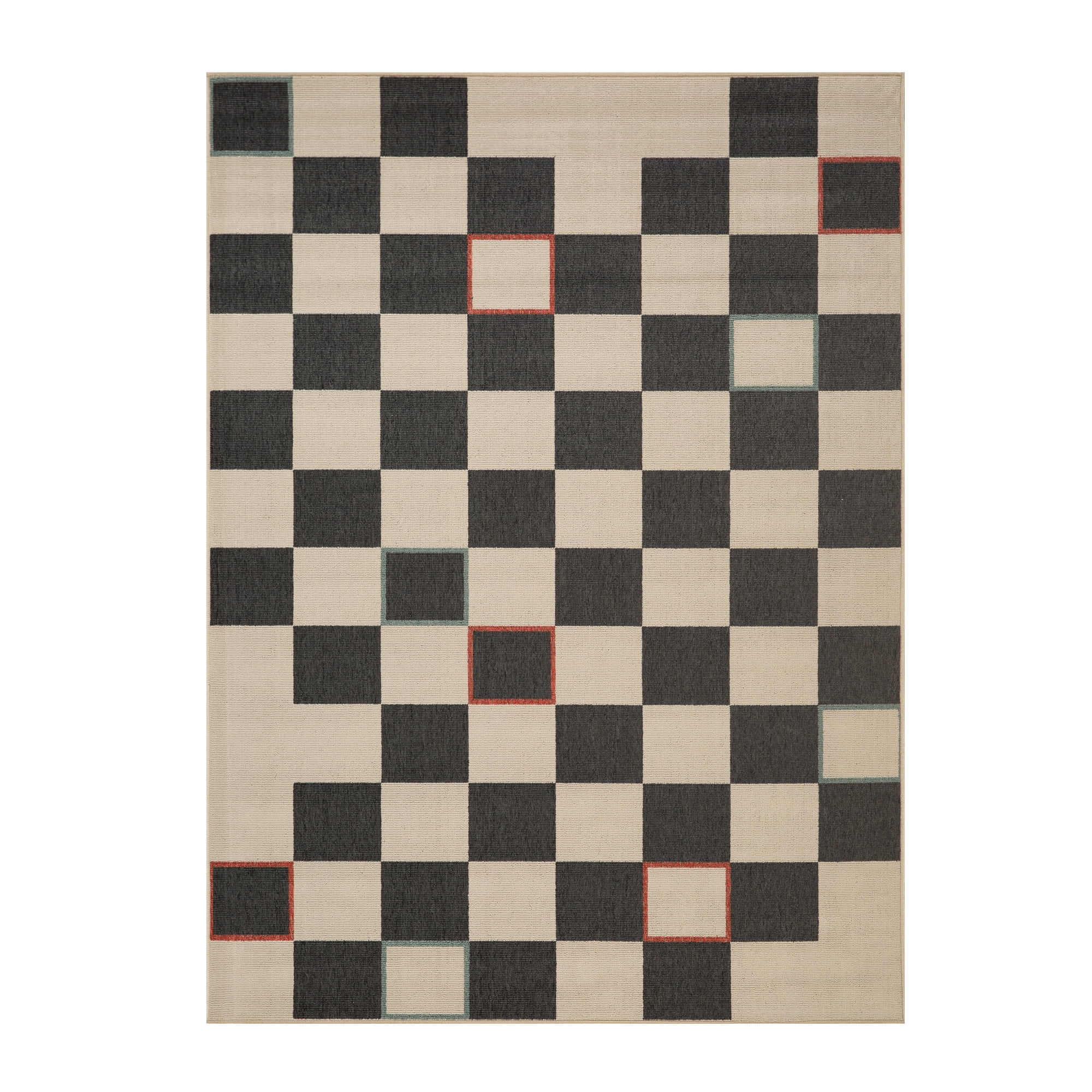 Ox Bay and Evette Rios Dora 8' x 9'9" Black/Ivory Checkered Indoor ...