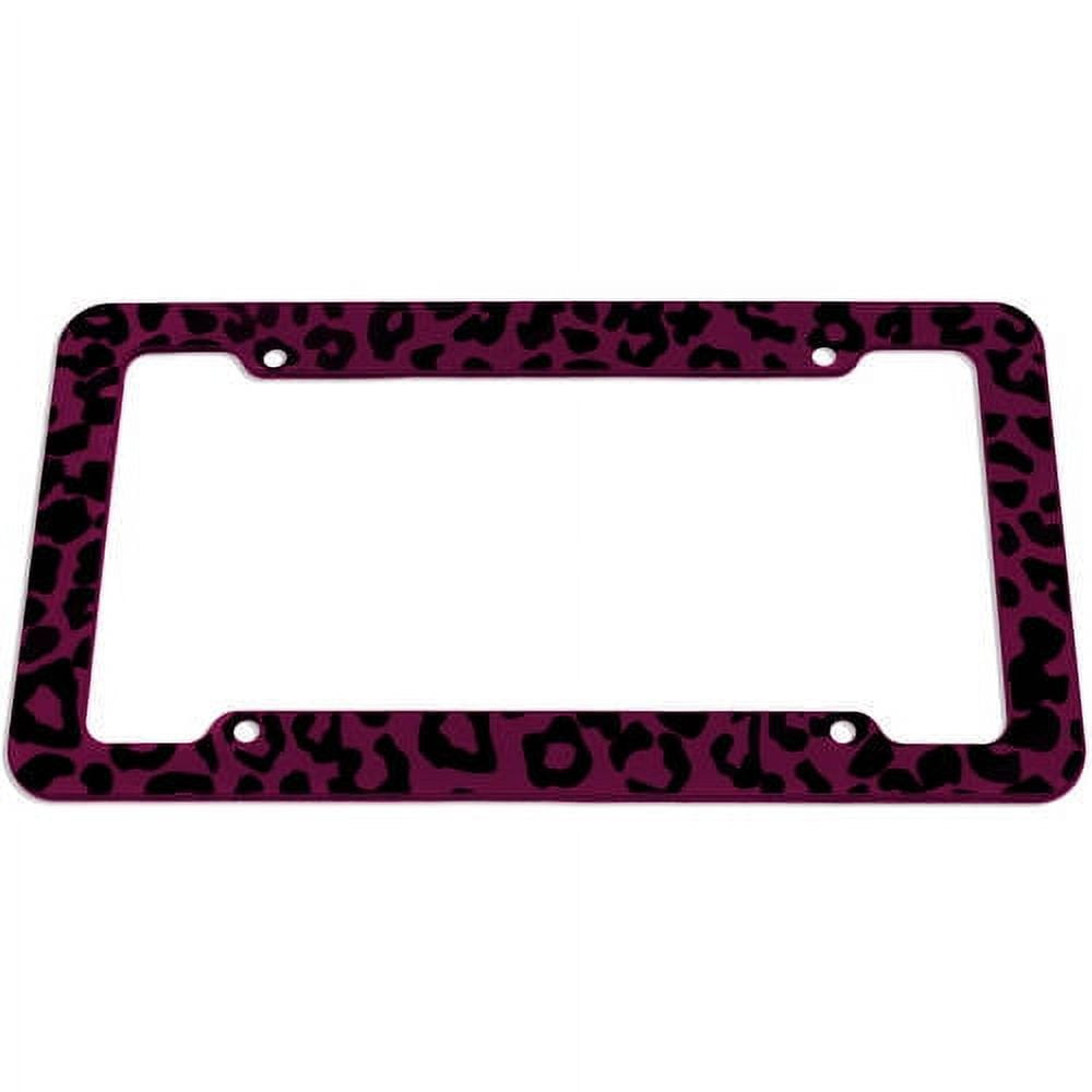 OxGord 1-Piece Plastic License Plate Frame with Leopard Animal Print ...
