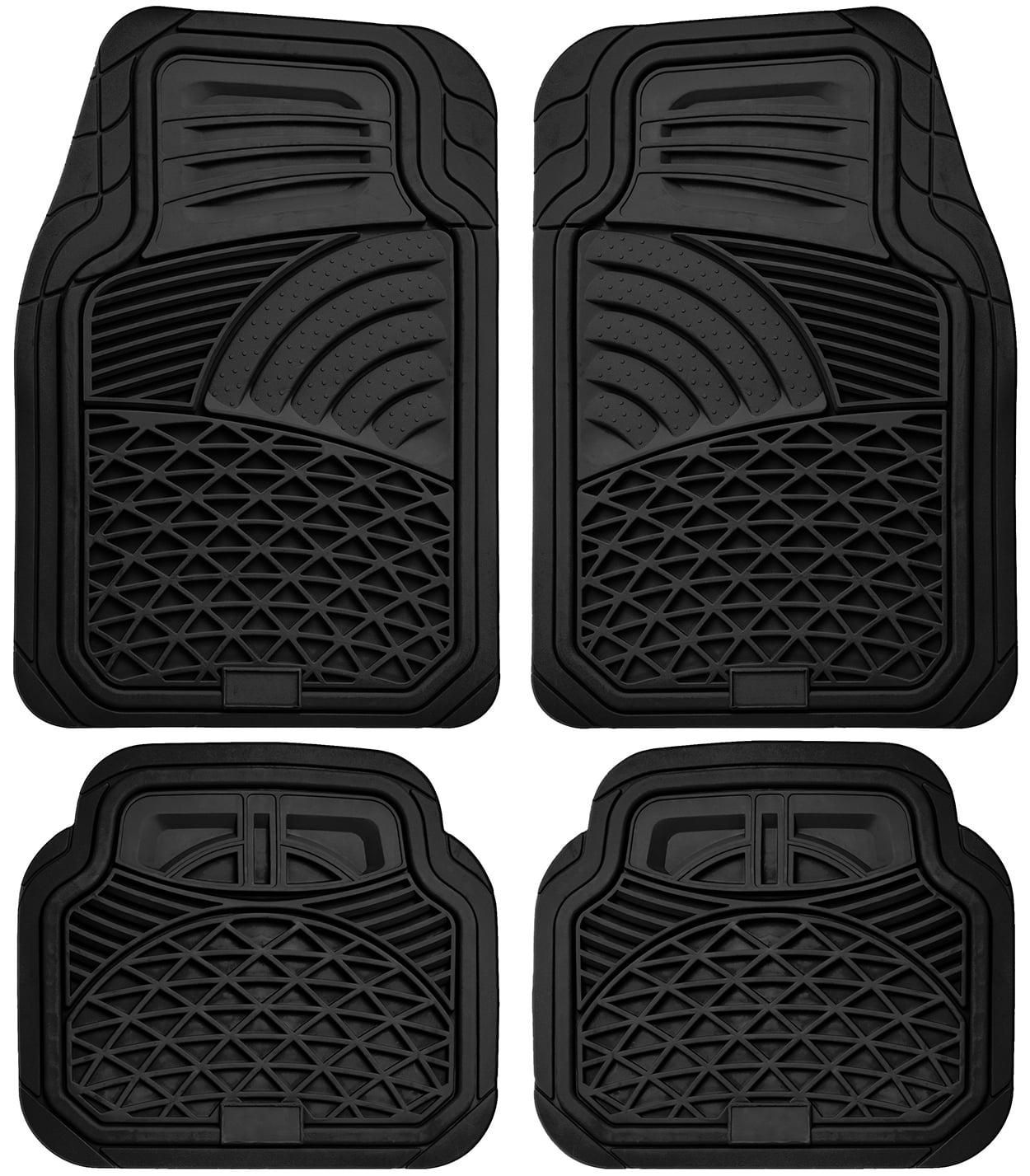 OxGord 4-Piece Set Tactical Heavy Duty Rubber Floor Mats, Black ...