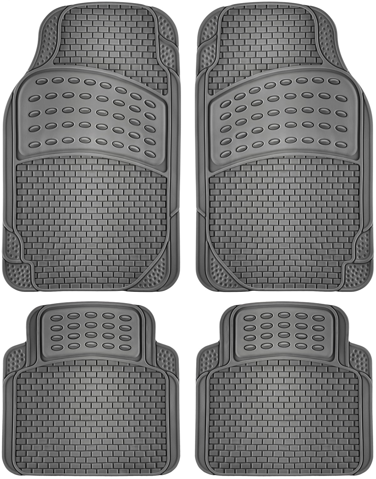 OxGord Universal Fit Car Floor Mats - 4 Piece Set, Ridged Rubber ...
